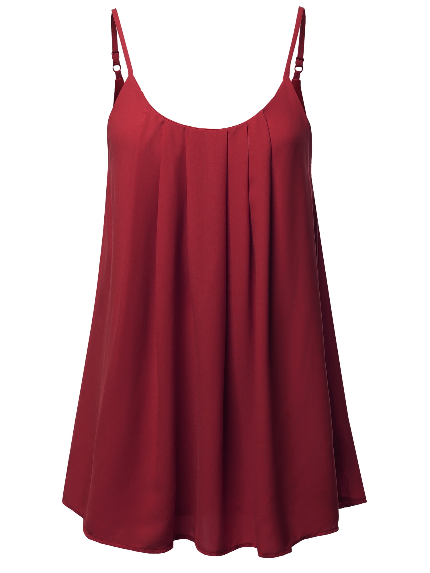 A2Y Women's Relaxed Fit Wool Dobby Woven Double Layer Spaghetti Cami ...