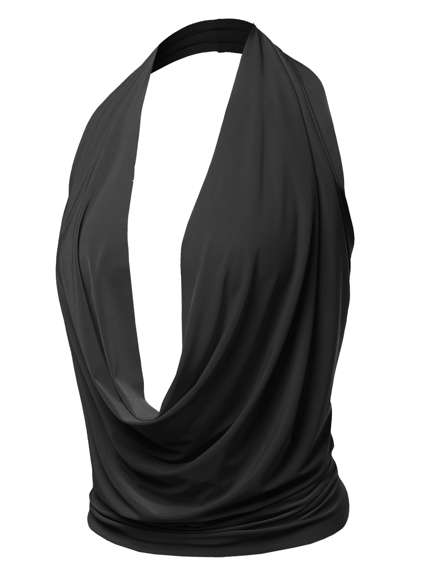 A2Y Women's Sexy Drape Front Deep V-Neck Cowl Neckline Halter Backless ...