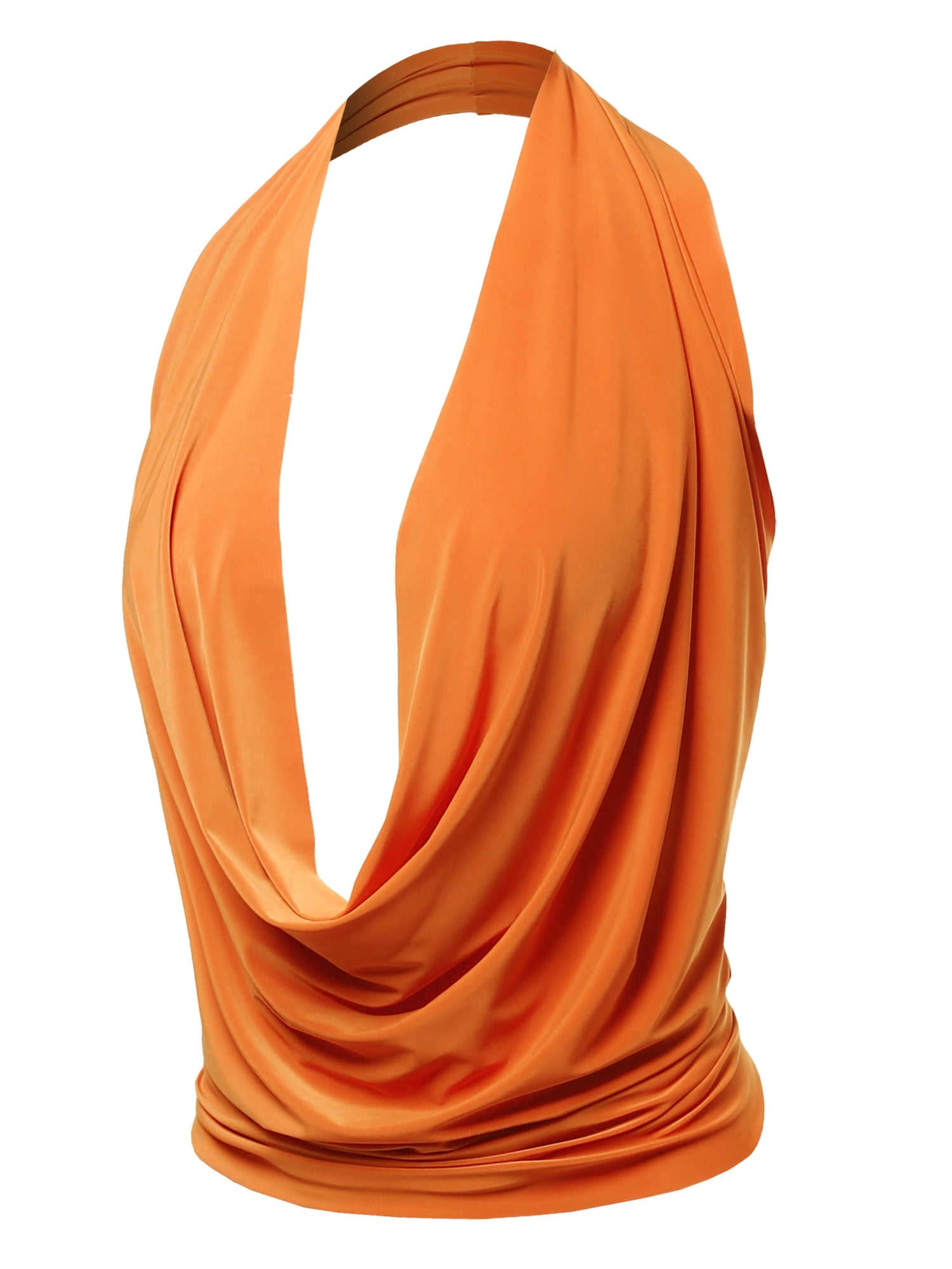 A2Y Women's Sexy Drape Front Deep V-Neck Cowl Neckline Halter Backless ...