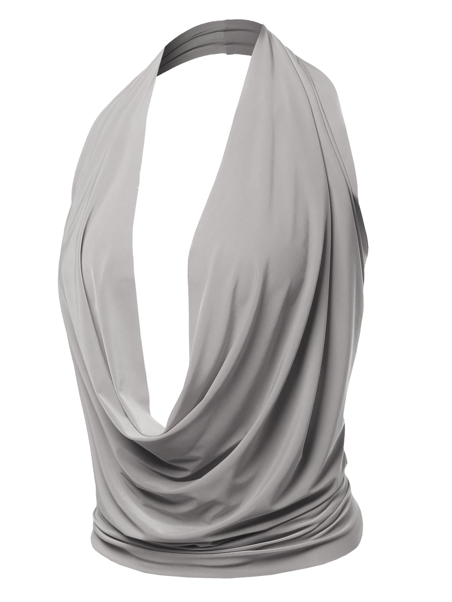 A2Y Women's Sexy Drape Front Deep V-Neck Cowl Neckline Halter Backless ...