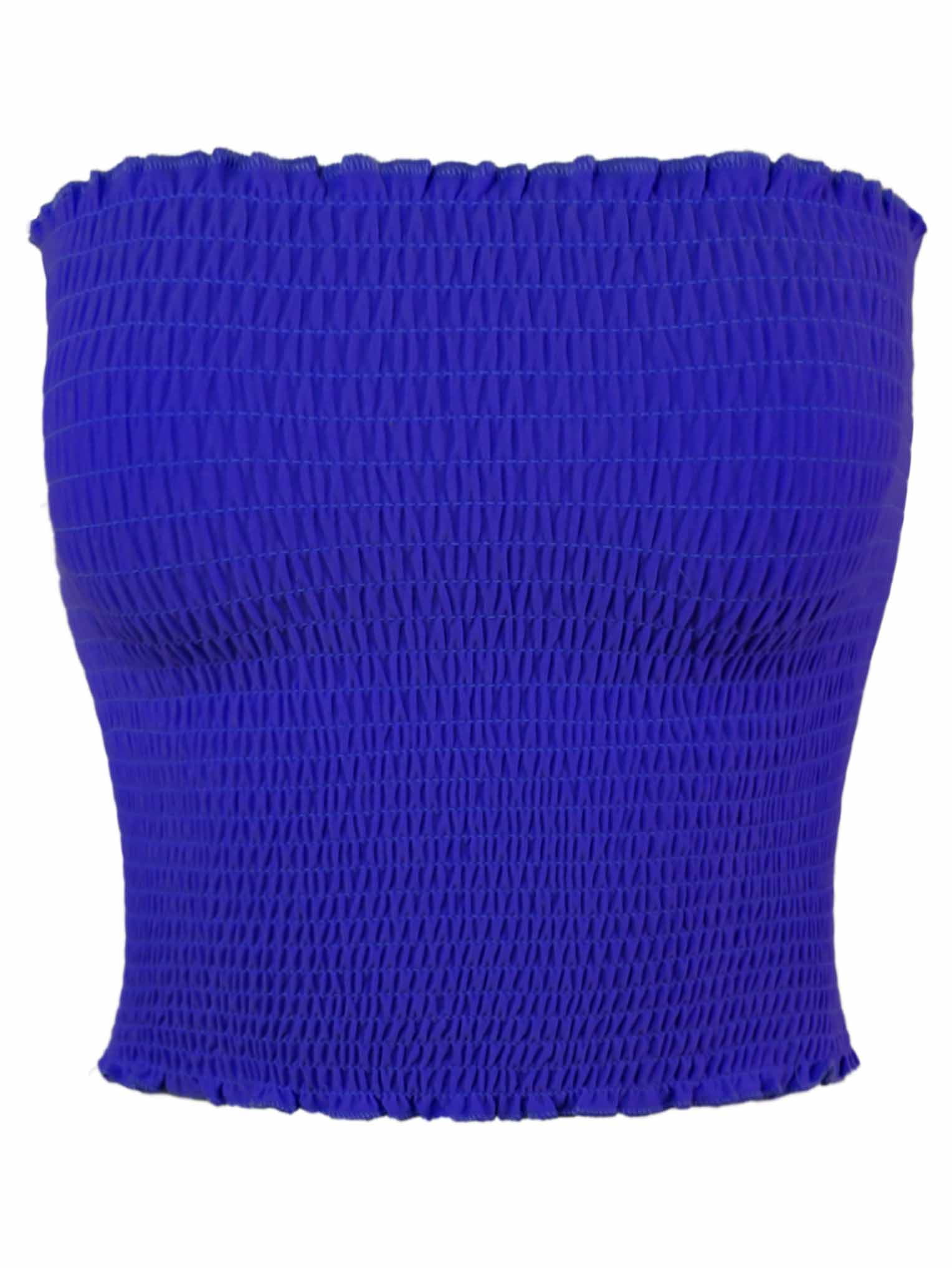 A2Y Women's Sexy Fitted Strapless Cotton Smocked Tube Crop Tops Bright ...