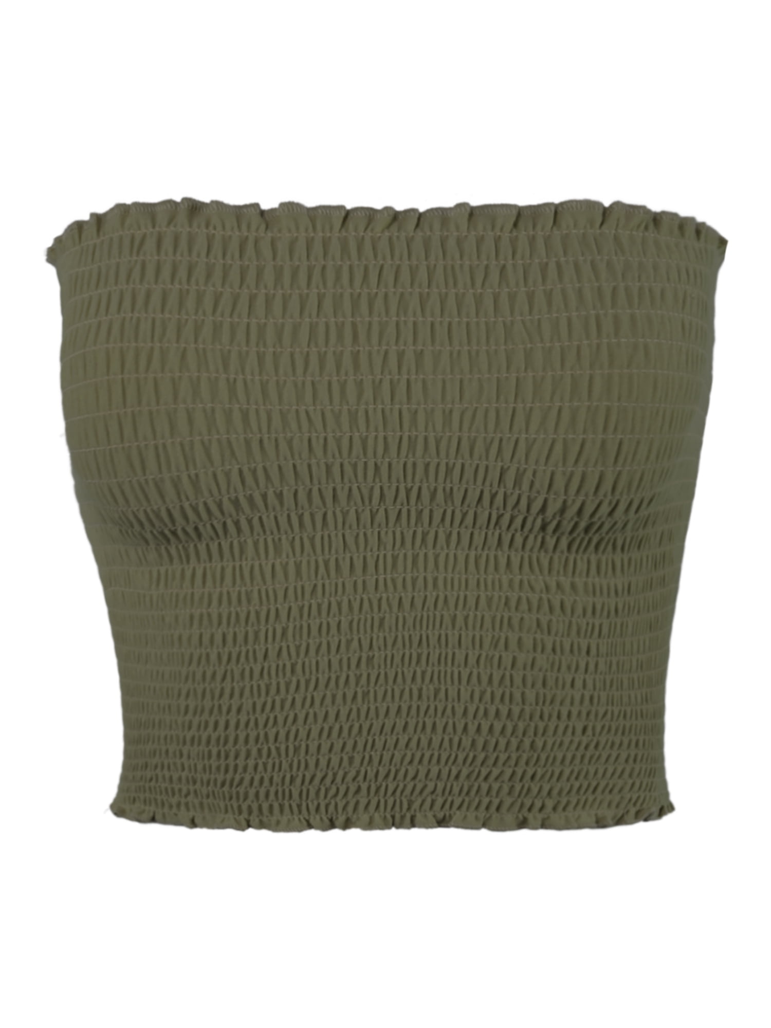 A2Y Women's Sexy Fitted Strapless Cotton Smocked Tube Crop Tops Dusty ...