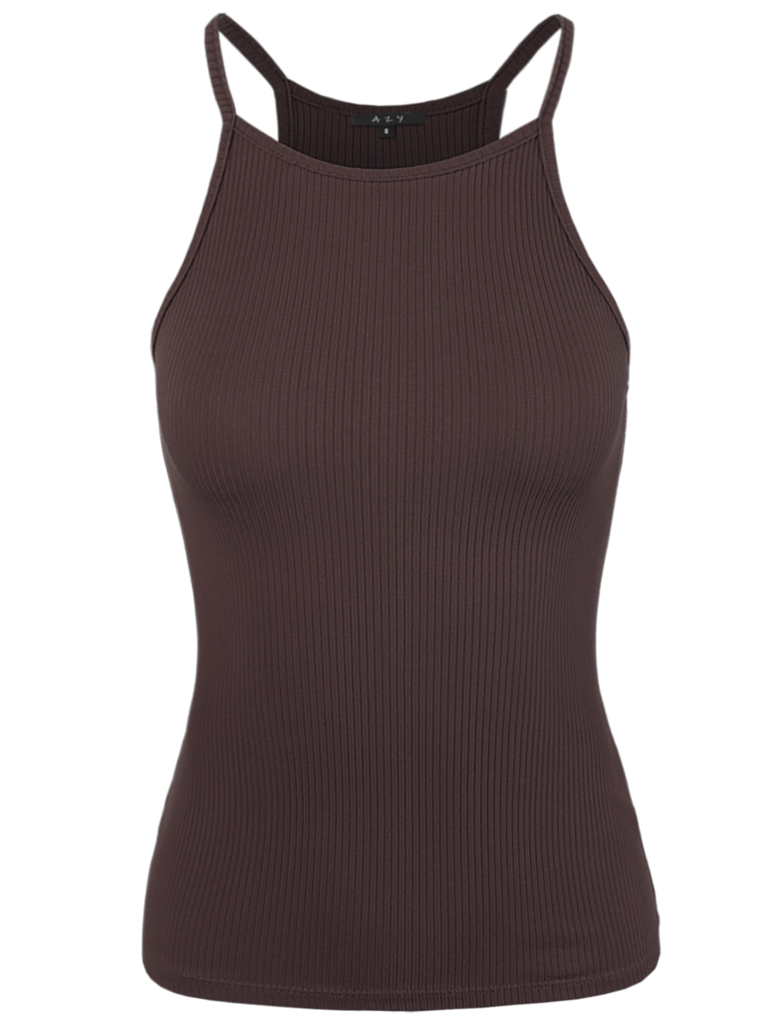 A2Y Women's Sexy Ribbed High Square Halter Neck Racerback Cami Top ...