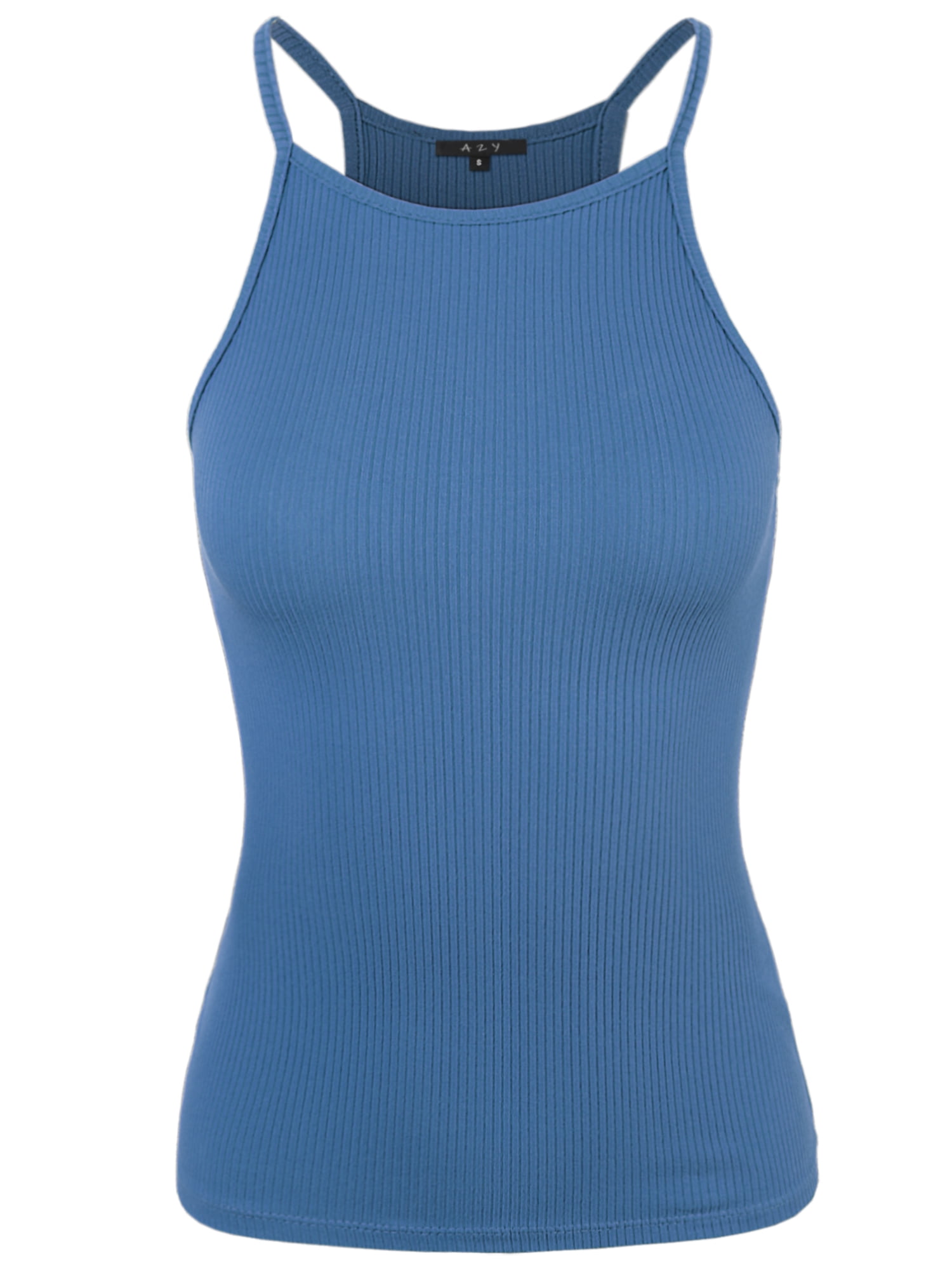 A2Y Women's Sexy Ribbed High Square Halter Neck Racerback Cami Top Dark ...