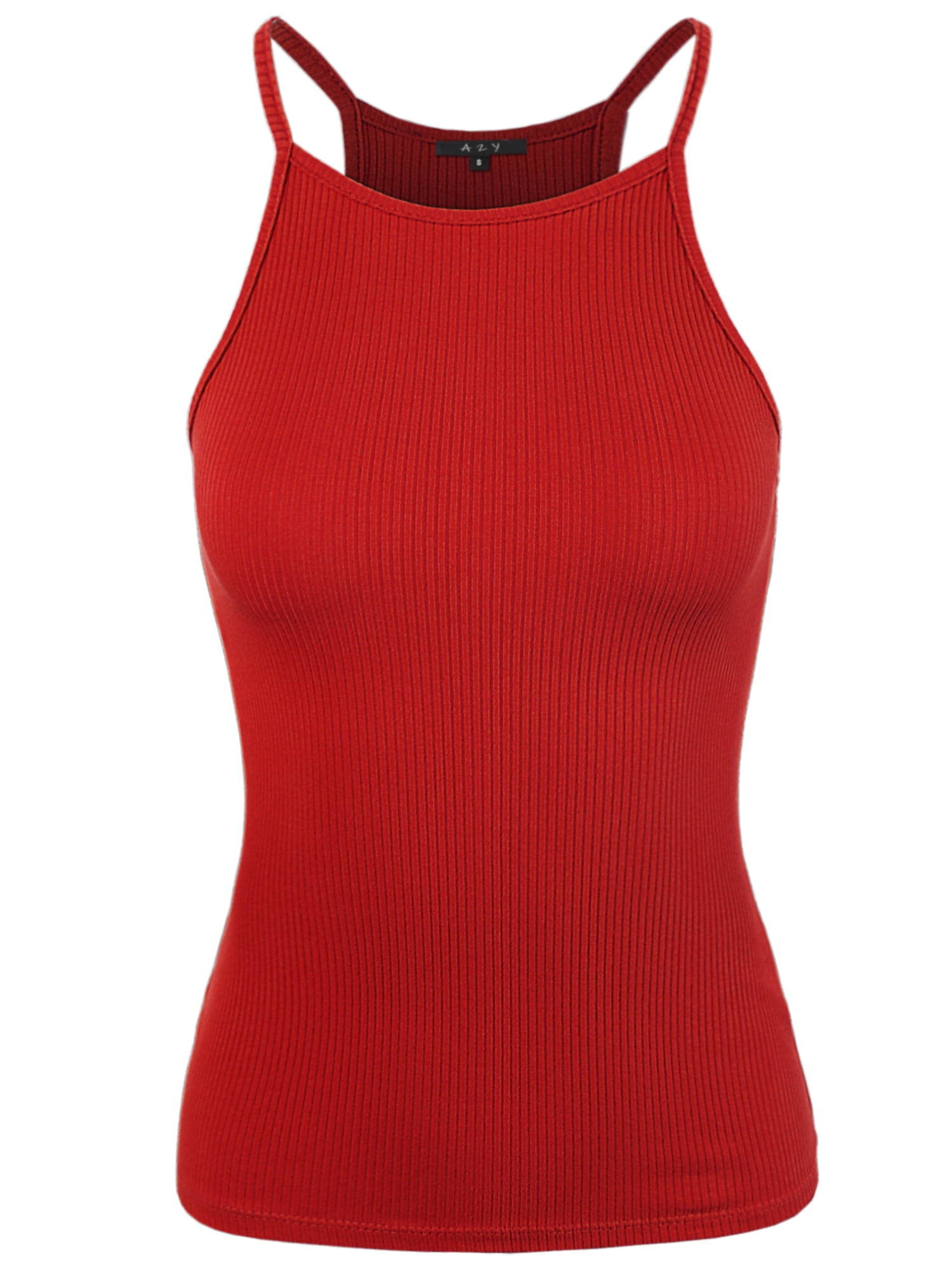 A2Y Women's Sexy Ribbed High Square Halter Neck Racerback Cami Top ...
