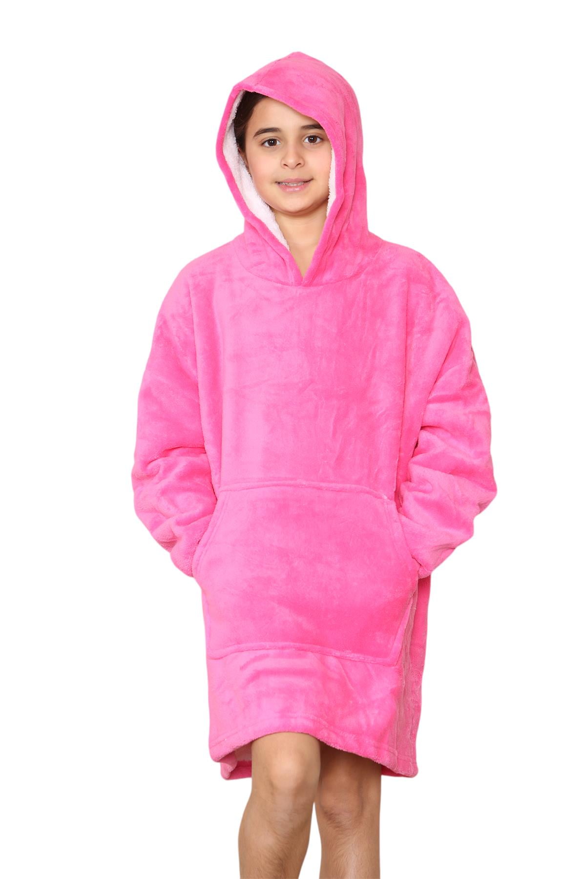 A2Z 4 Kids Girls Boys Oversized Hoodie Snuggle One Size Warmth Sherpa ...