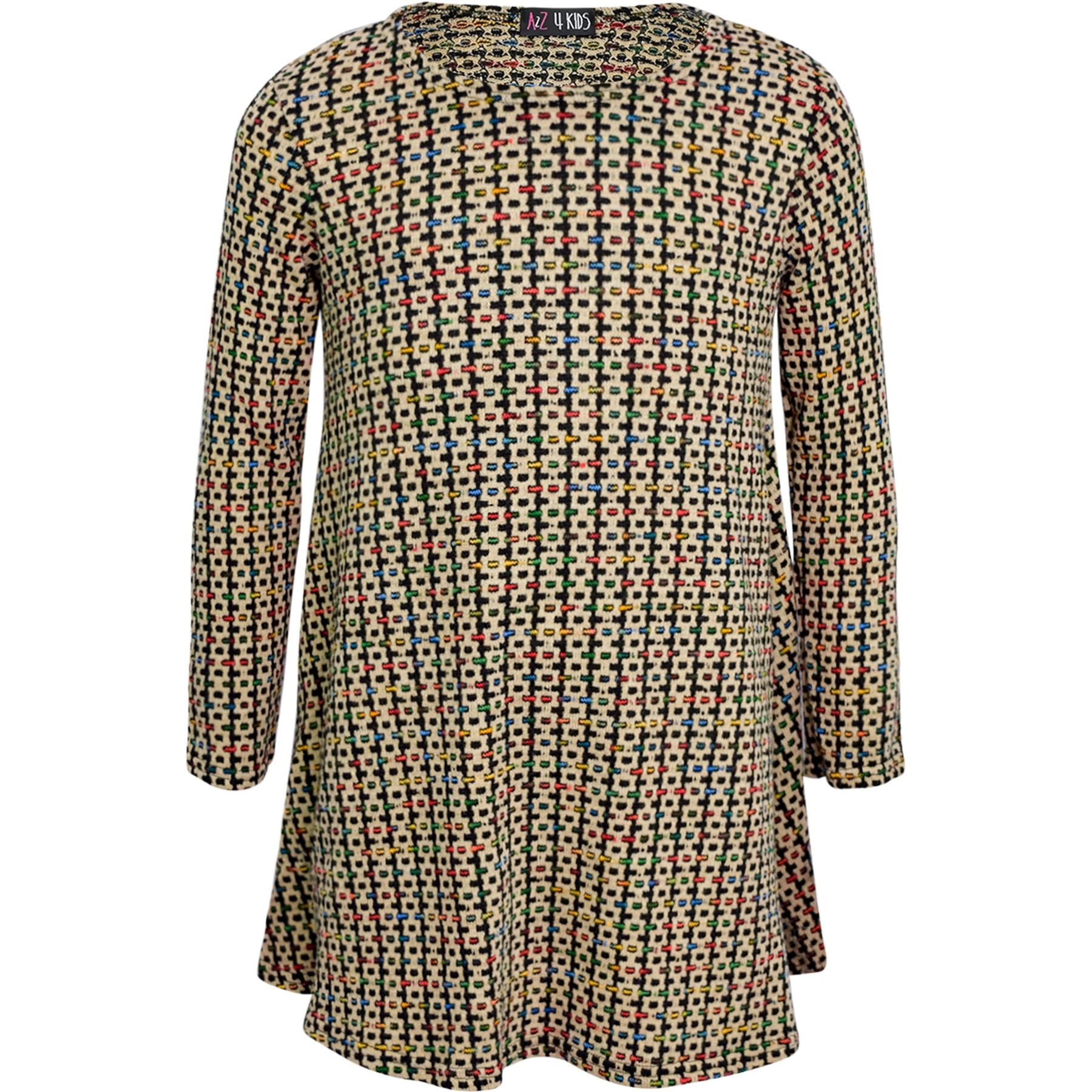 A2Z 4 Kids Girls Swing Dress Long Sleeves Tweed - Swing Dress 853 Beige ...