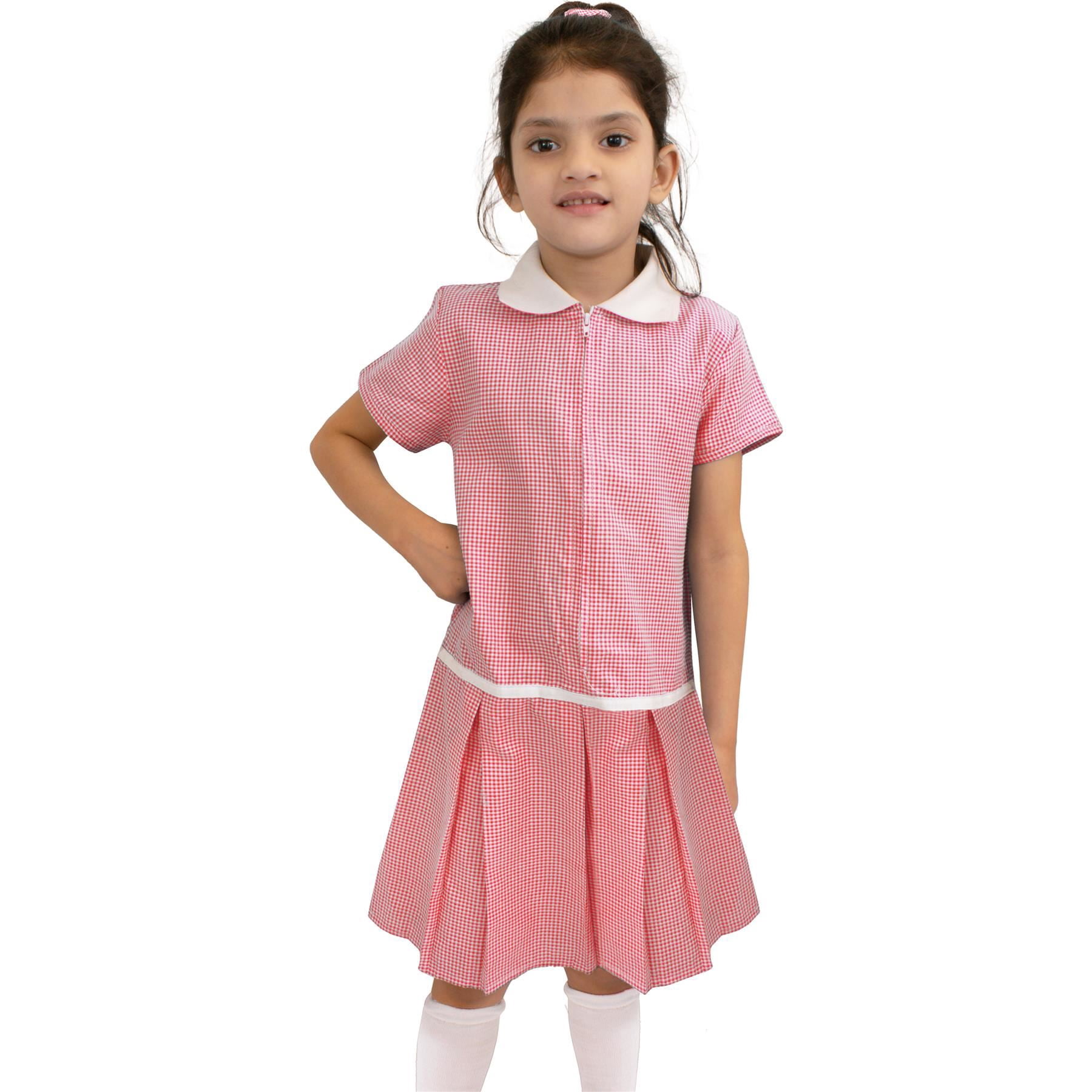 A2Z 4 Kids Girls Uniform School Dress Soft Comfortable Gingham - UF Dress 850 Red 5-6 - Walmart.com