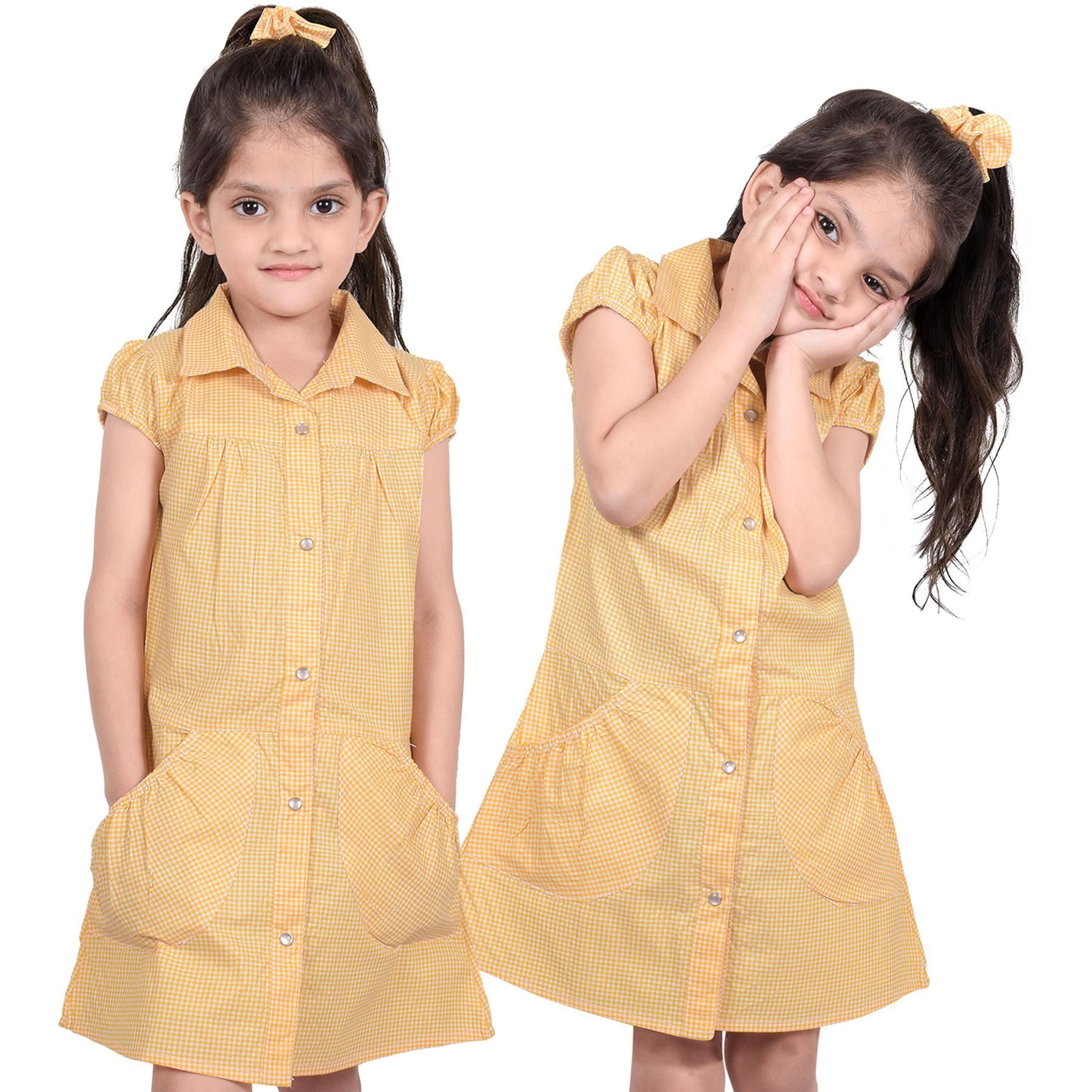 A2Z 4 Kids Girls Uniform School Dress Soft Comfortable Gingham - Uniform Dress 648 Yellow 2 Pack ...