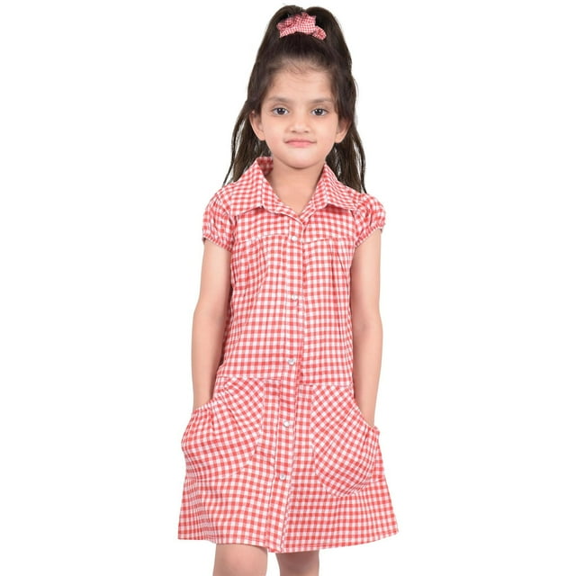 A2Z 4 Kids Girls Uniform School Dress Soft Gingham Check Printed ...