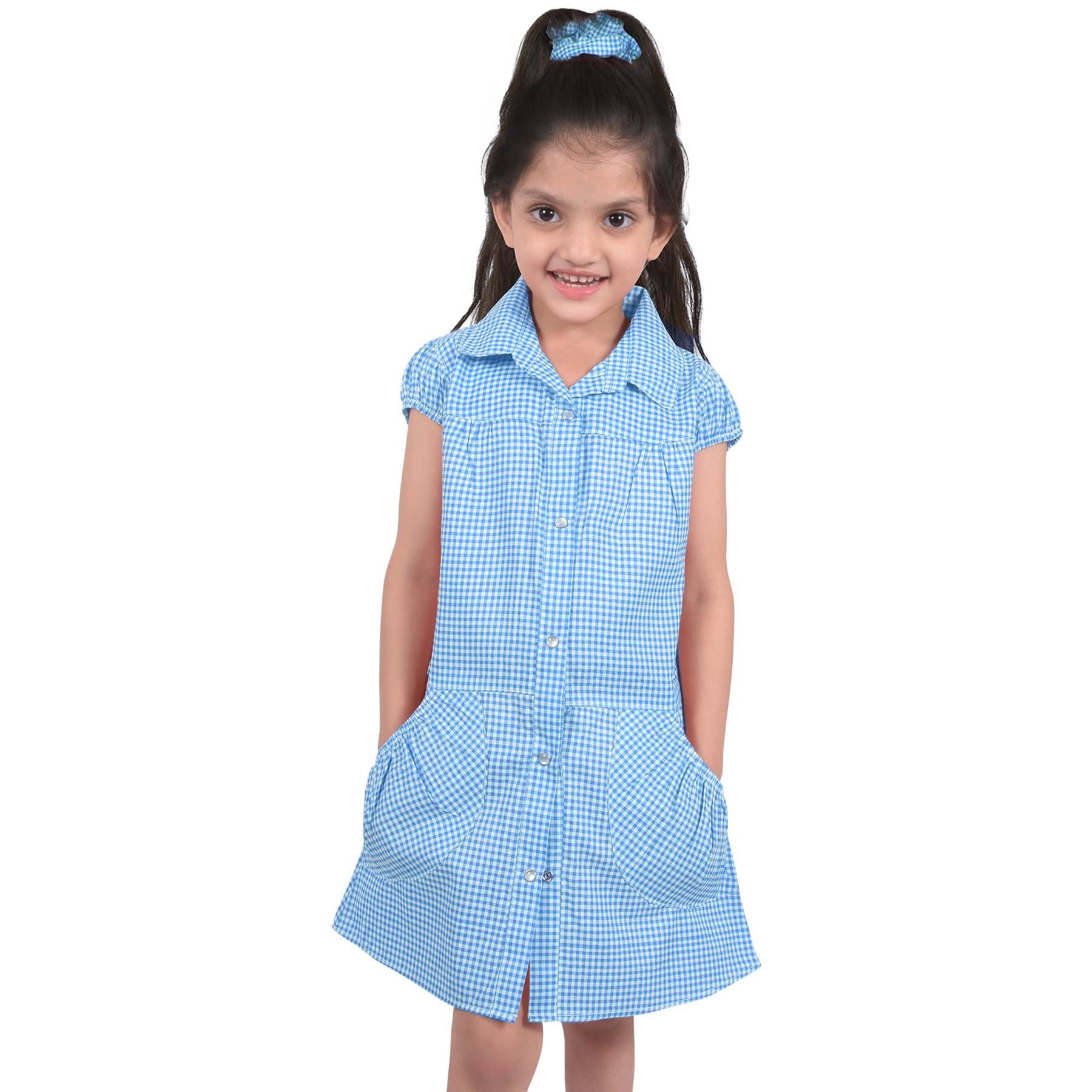 A2Z 4 Kids Girls Uniform School Dress Soft Gingham Check Printed - Uniform Dress 647 Blue 11-12 ...