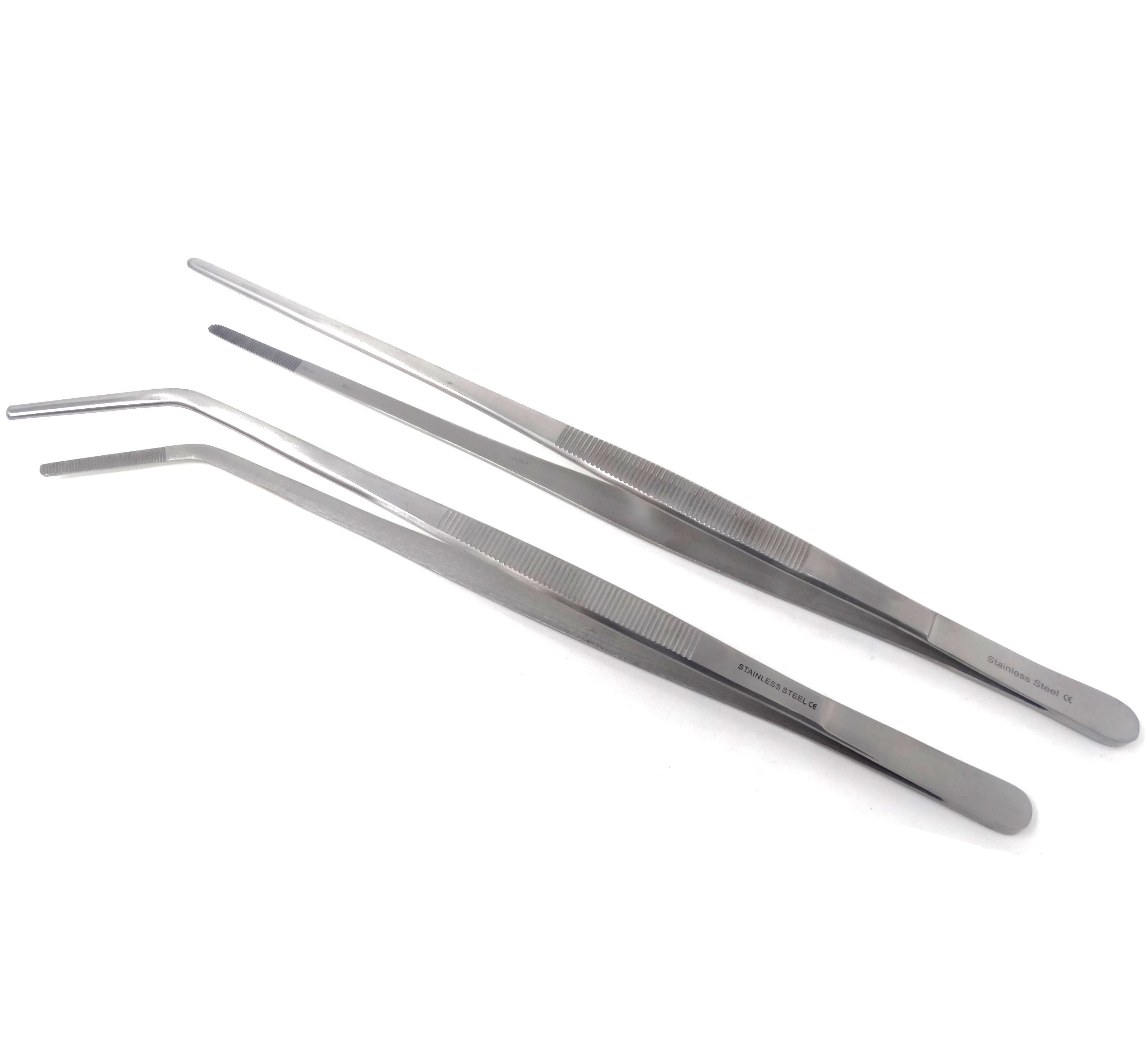A2ZSCILAB- 2 Pcs Kitchen Fine Tweezer Tongs, 12'' Stainless Steel Long ...