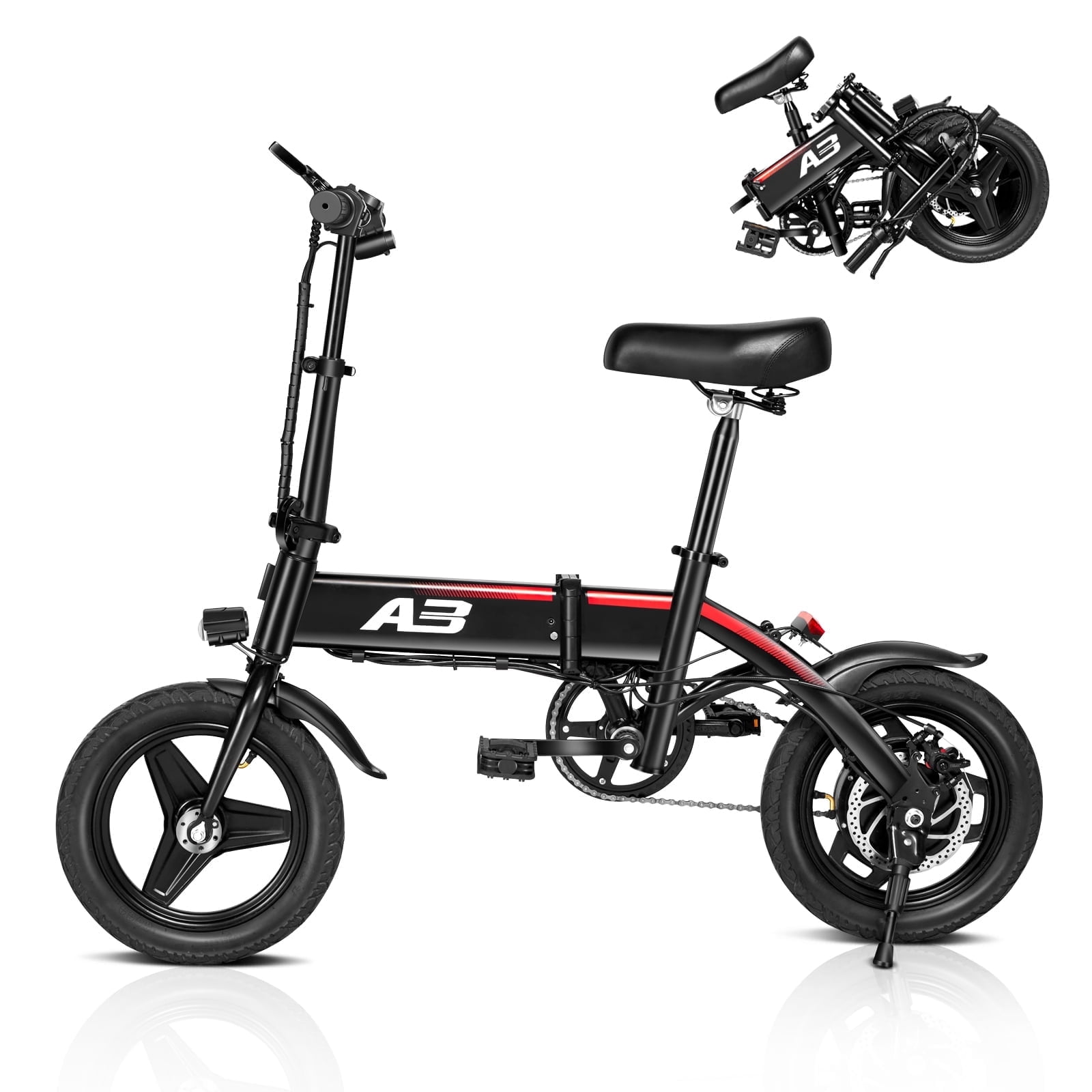 14" A3 Folding Electric Bike, 20Mph, 20+ Miles Range, 350W, 36V Battery ...