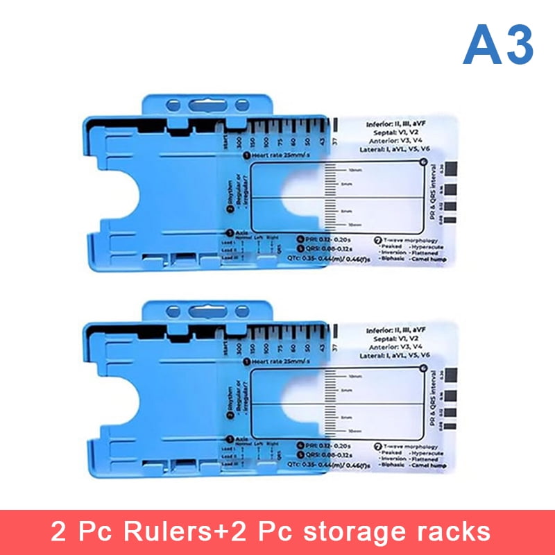 (A3:2pcs rulers with storage racks) ECG 7 Step Ruler, ECG Ruler Plastic ...