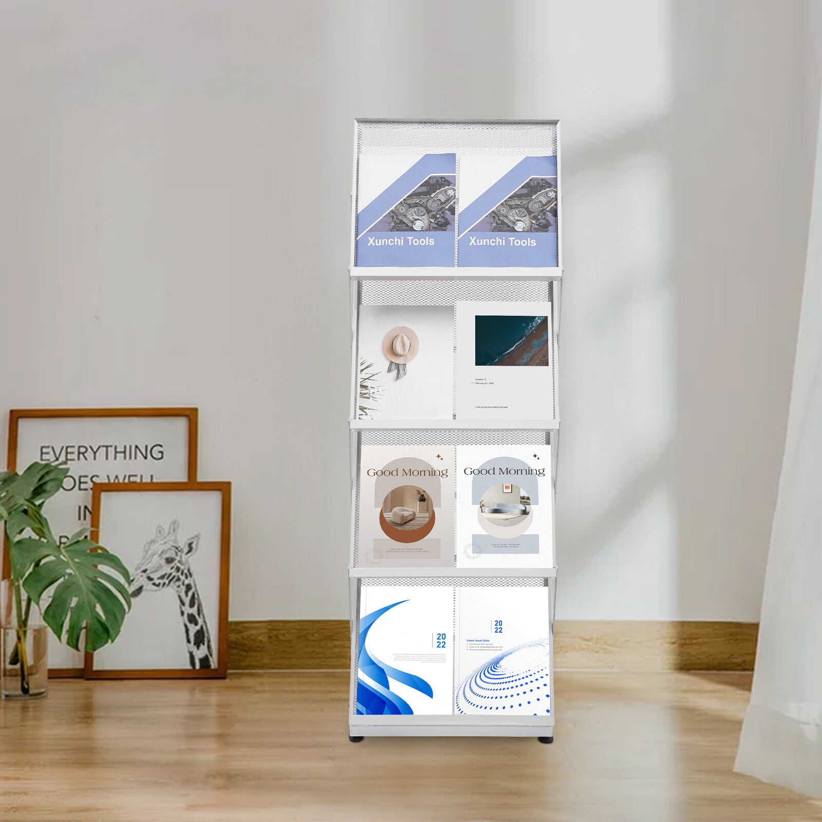 A3 4-tier Foldable Brochure Stand,Floor Standing Foldable Magazine ...