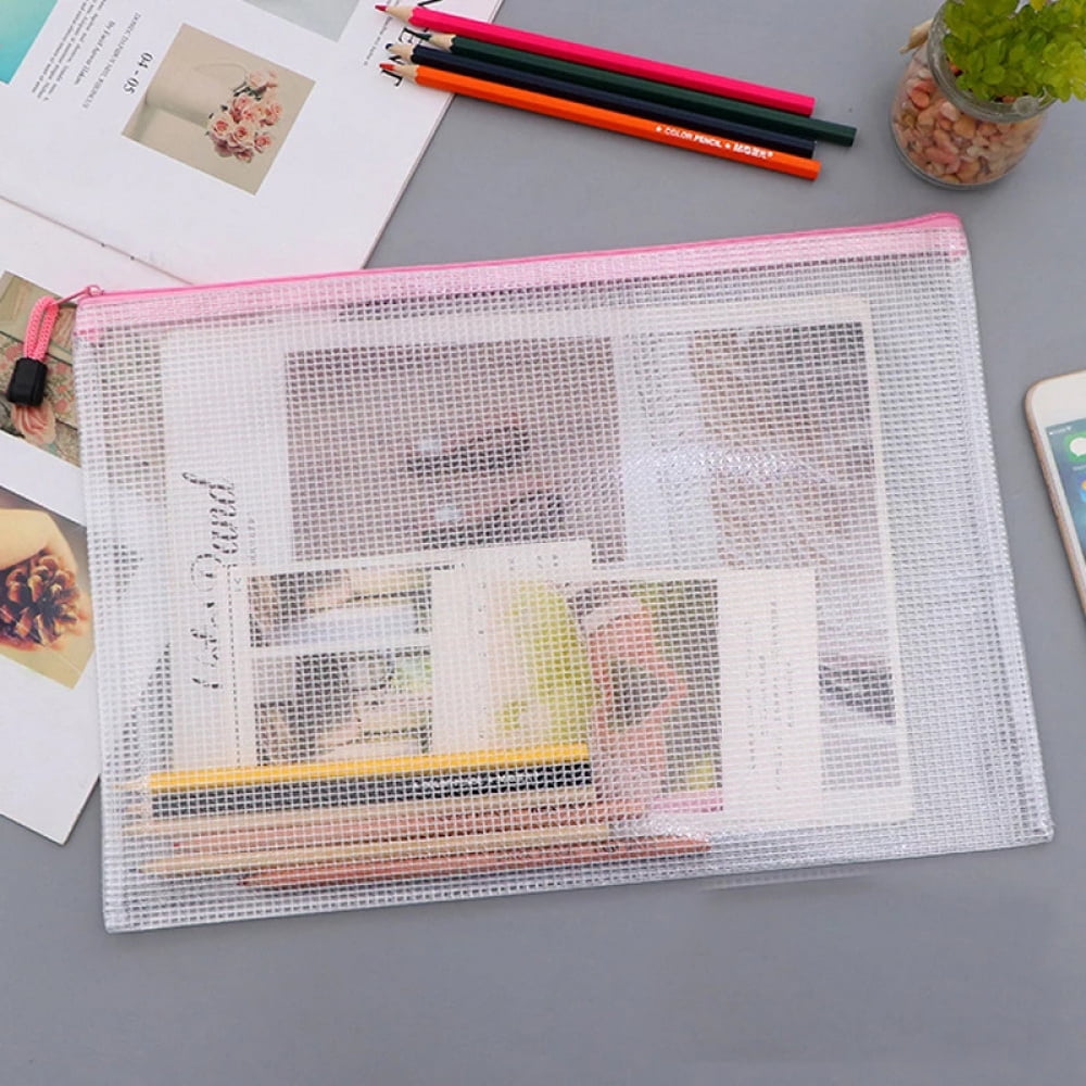 A3/A4/A5/A6 Mesh Zipper Storage Bag Document Bag Waterproof Zip Pouch File Folders School Office ...