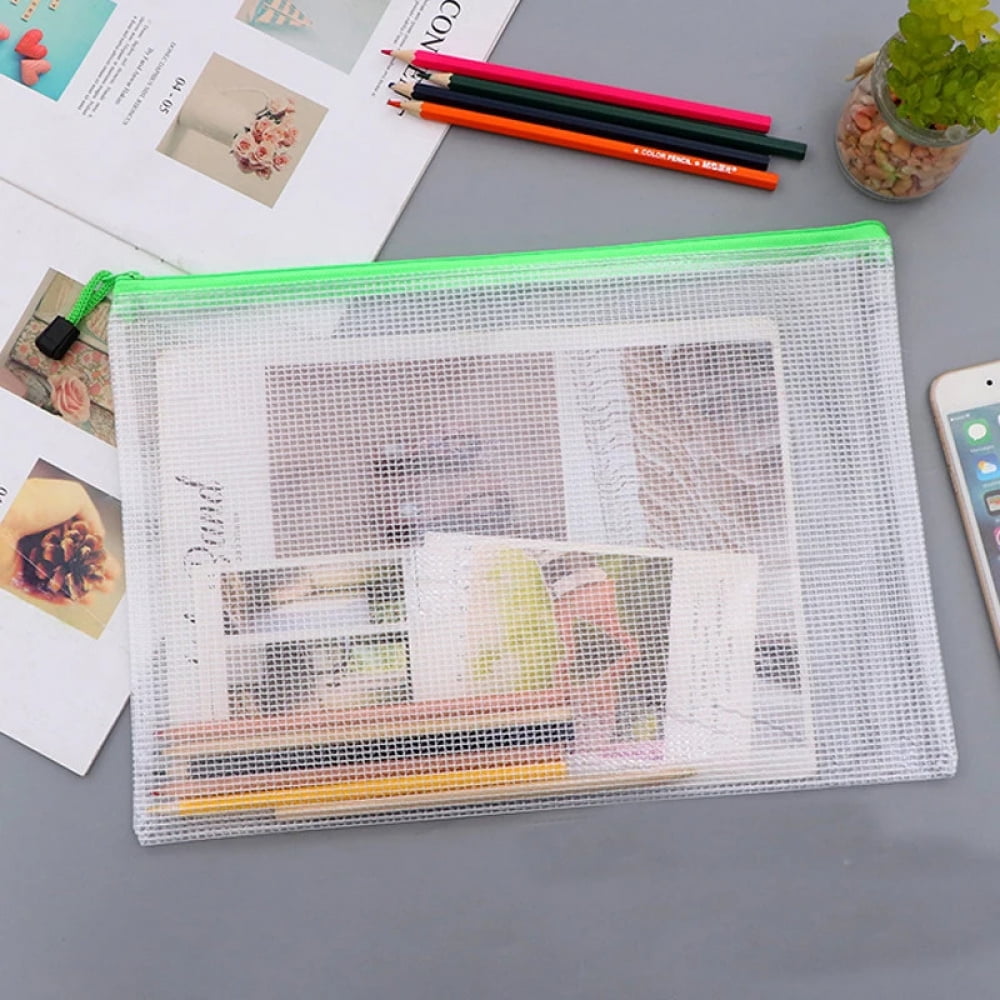 A3/A4/A5/A6 Mesh Zipper Storage Bag Document Bag Waterproof Zip Pouch File Folders School Office ...