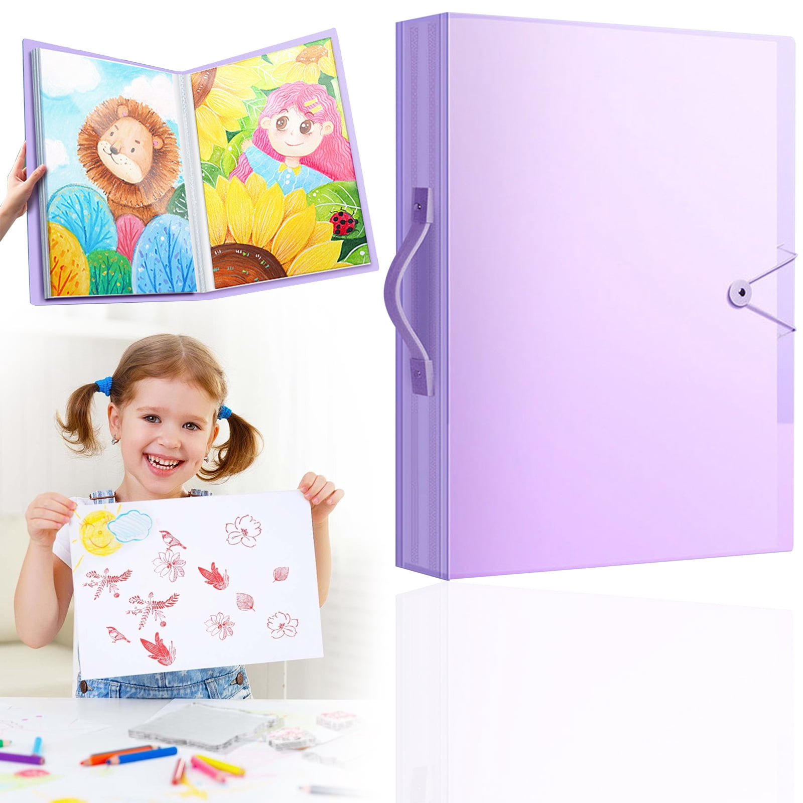 A3 Art Portfolio Folder,80 Pages Large Capacity Loose Leaf Transparent ...