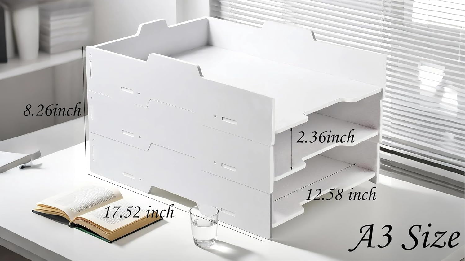 A3/B4 Stackable Paper and Letter Tray, Desktop Organizer Storage, File ...