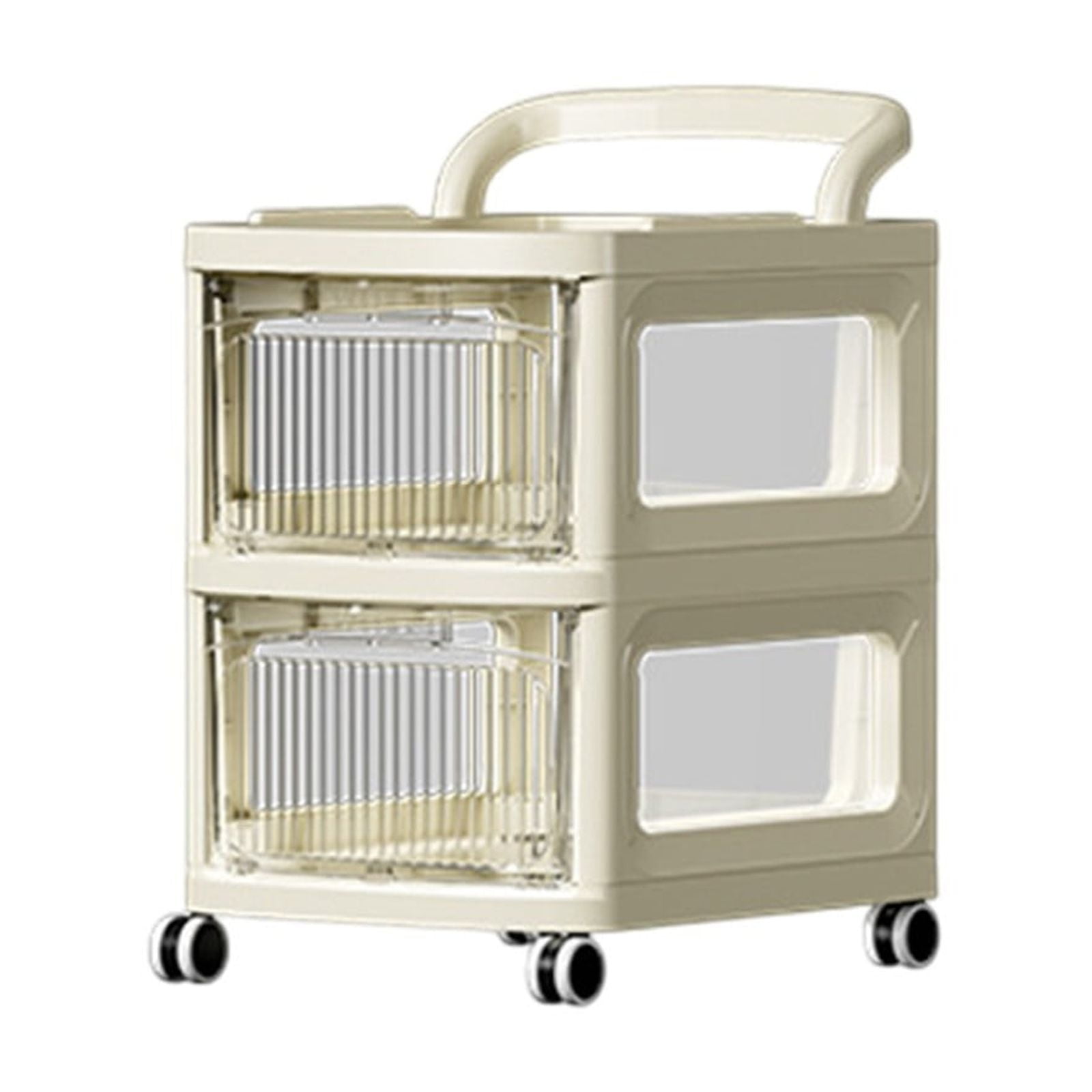 A3 Compact Transparent Storage Cart 2-Tier Rolling Shelving Unit ...