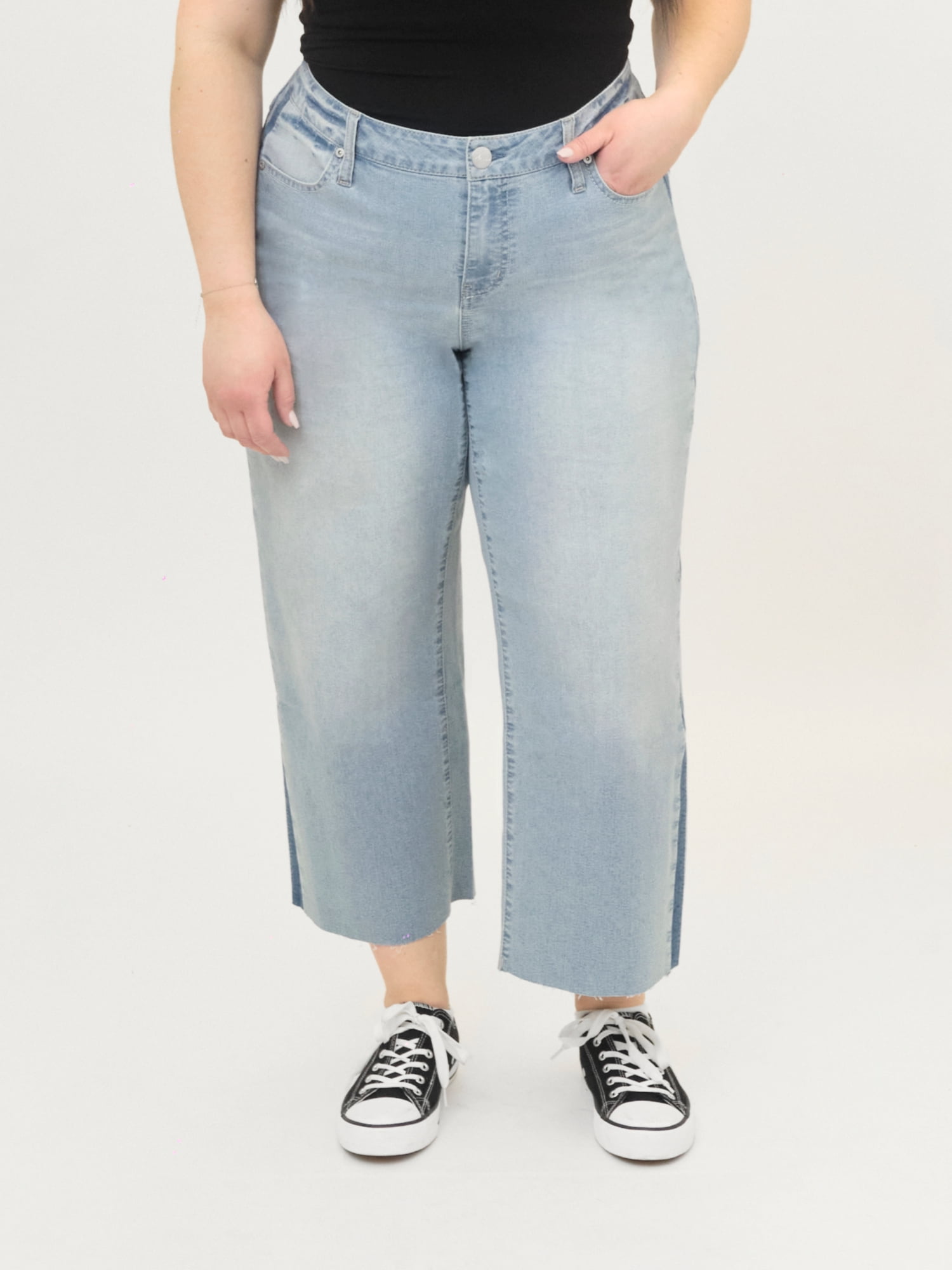 A3 Denim Women's Plus Size High Rise Wide Leg Crop, Sizes 16W-26W - Walmart.com