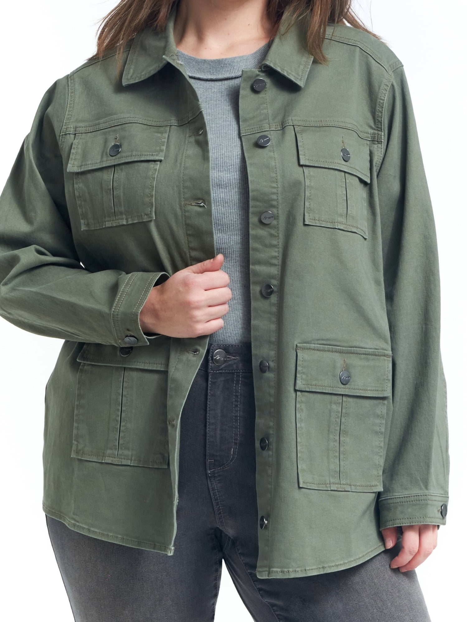 A3 Denim Women's Plus Utility Jacket, Sizes 1X-4X - Walmart.com