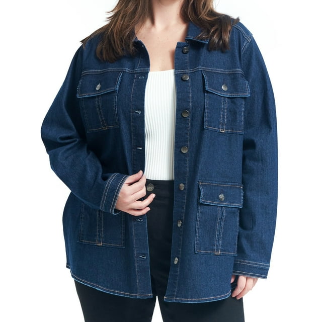 A3 Denim Women's Plus Utility Jacket, Sizes 1X-4X - Walmart.com