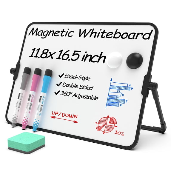 A3 Dry Erase Whiteboard with Stand, Erasable Desktop Presentation Board ...