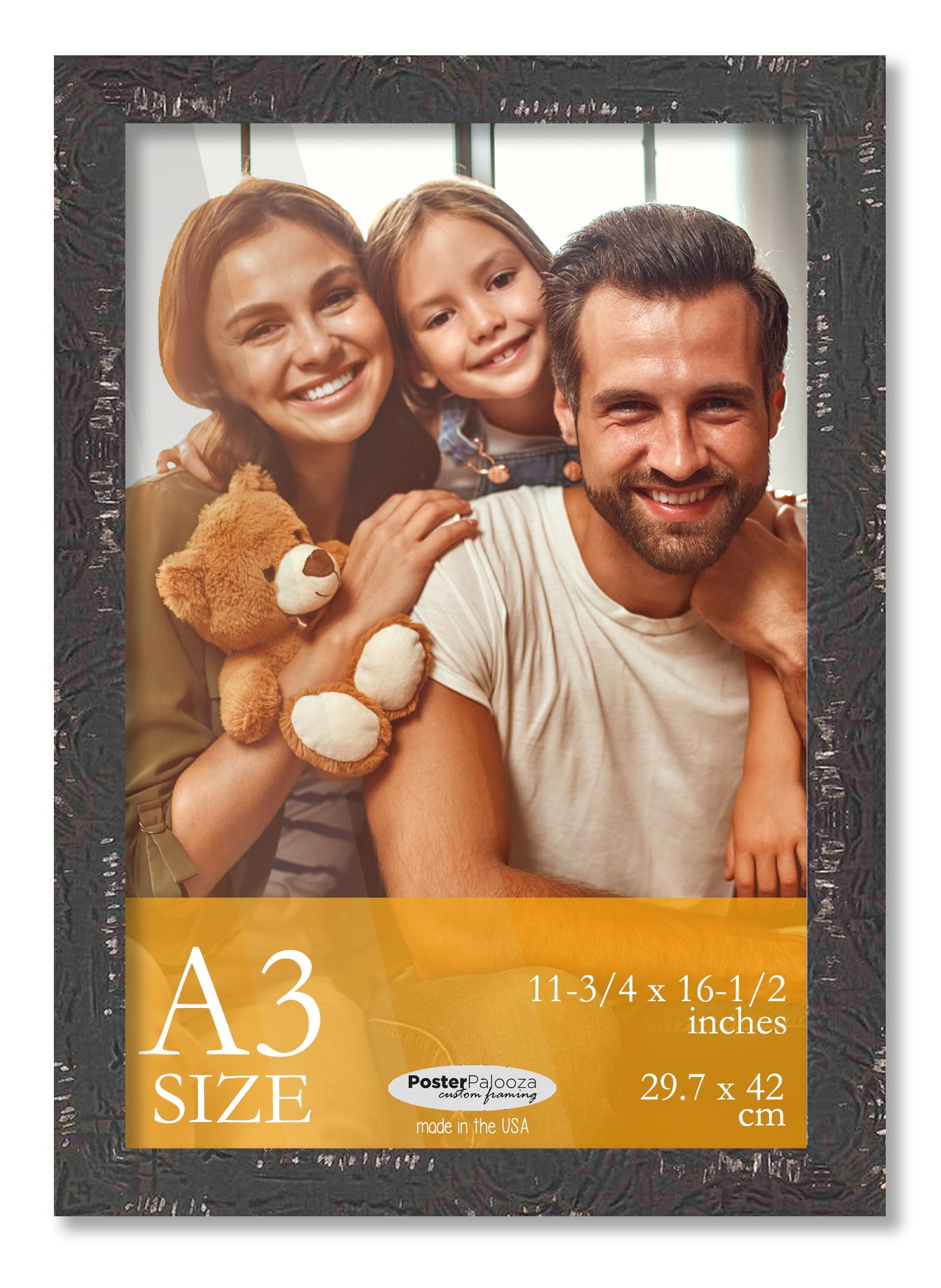 A3 Frame Black Rustic Farmhouse - Wooden 11.75x16.5 Frame - Shabby Chic ...