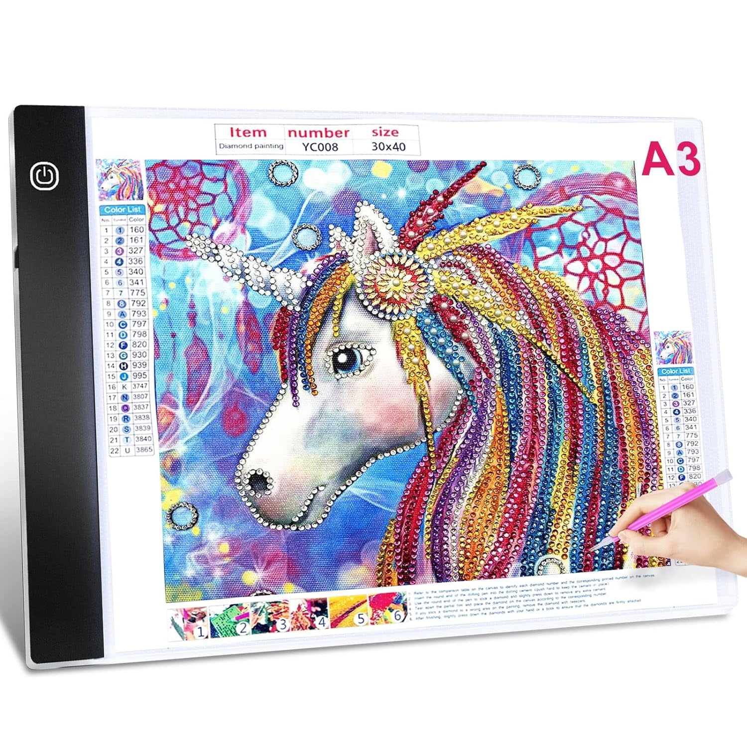 A3 LED Light Pad for Diamond Painting, Trace Light Board for Tattoo ...