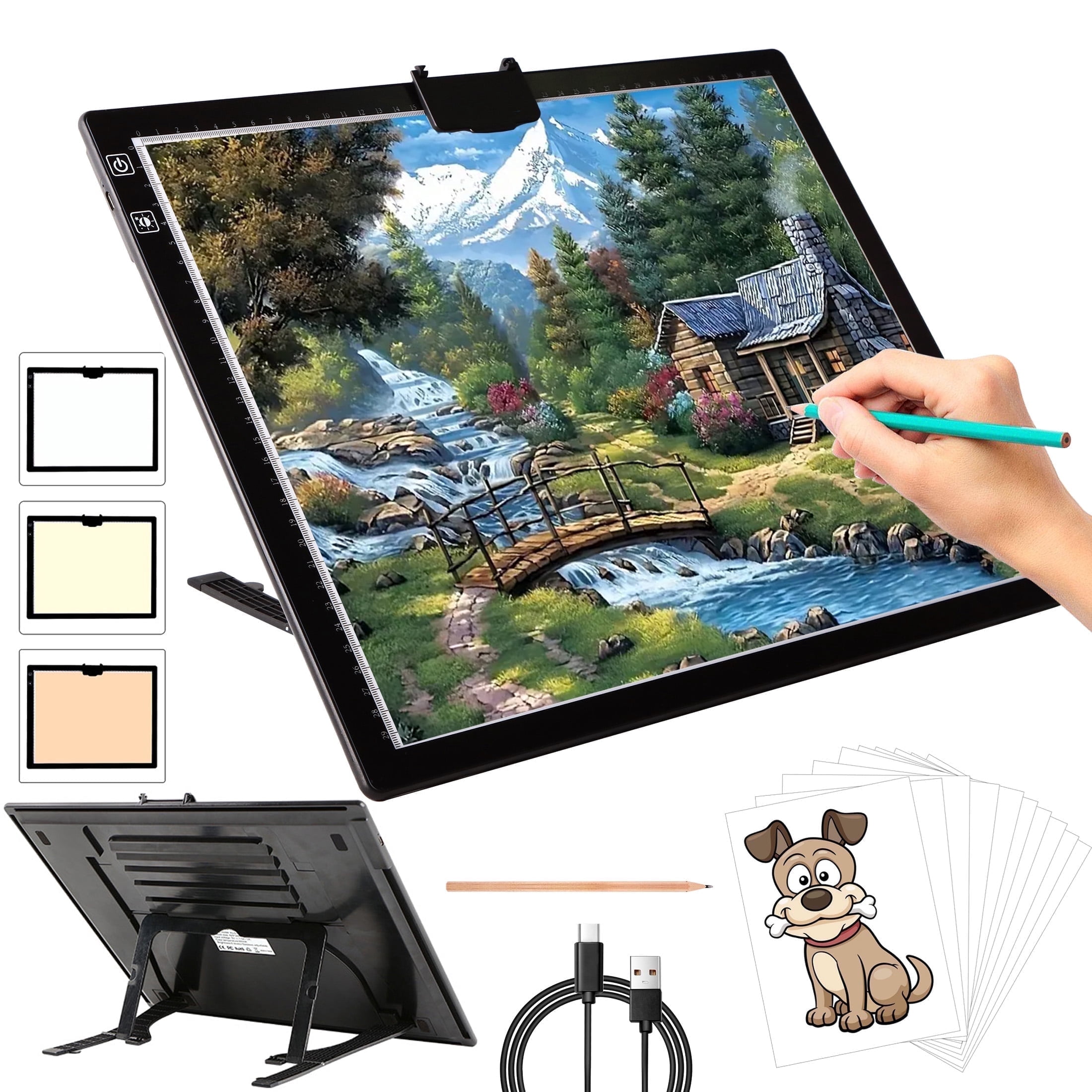 A3 Light Pad for Diamond Painting,Tracing Light Box with Stand and Clip ...