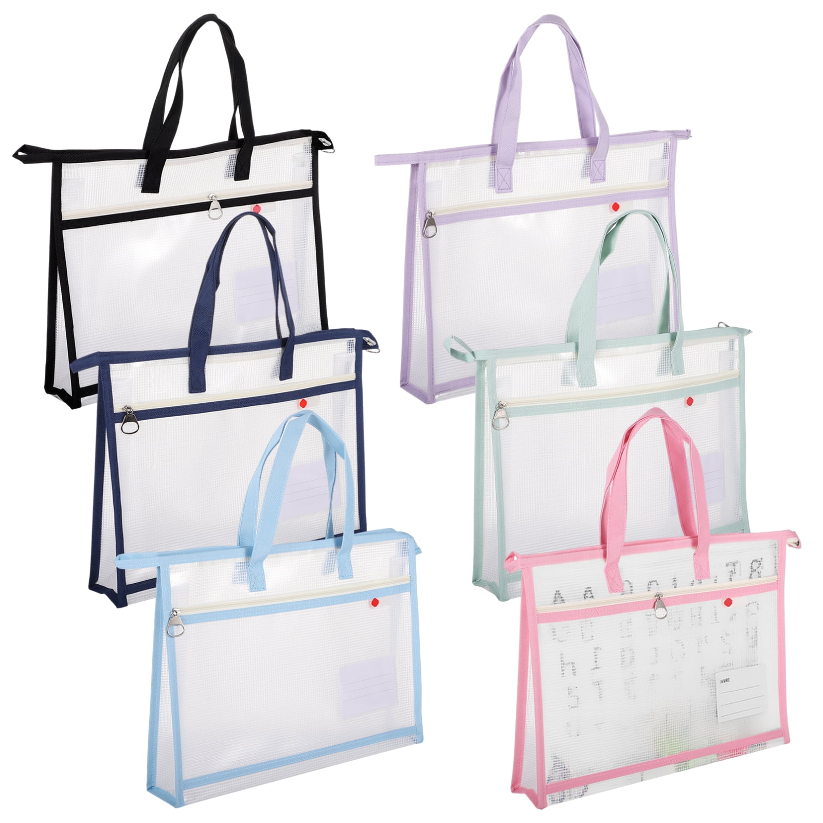 A3 Project Bags 6 Packs, Clear Mesh Sew Project Bag with Zipper and ...