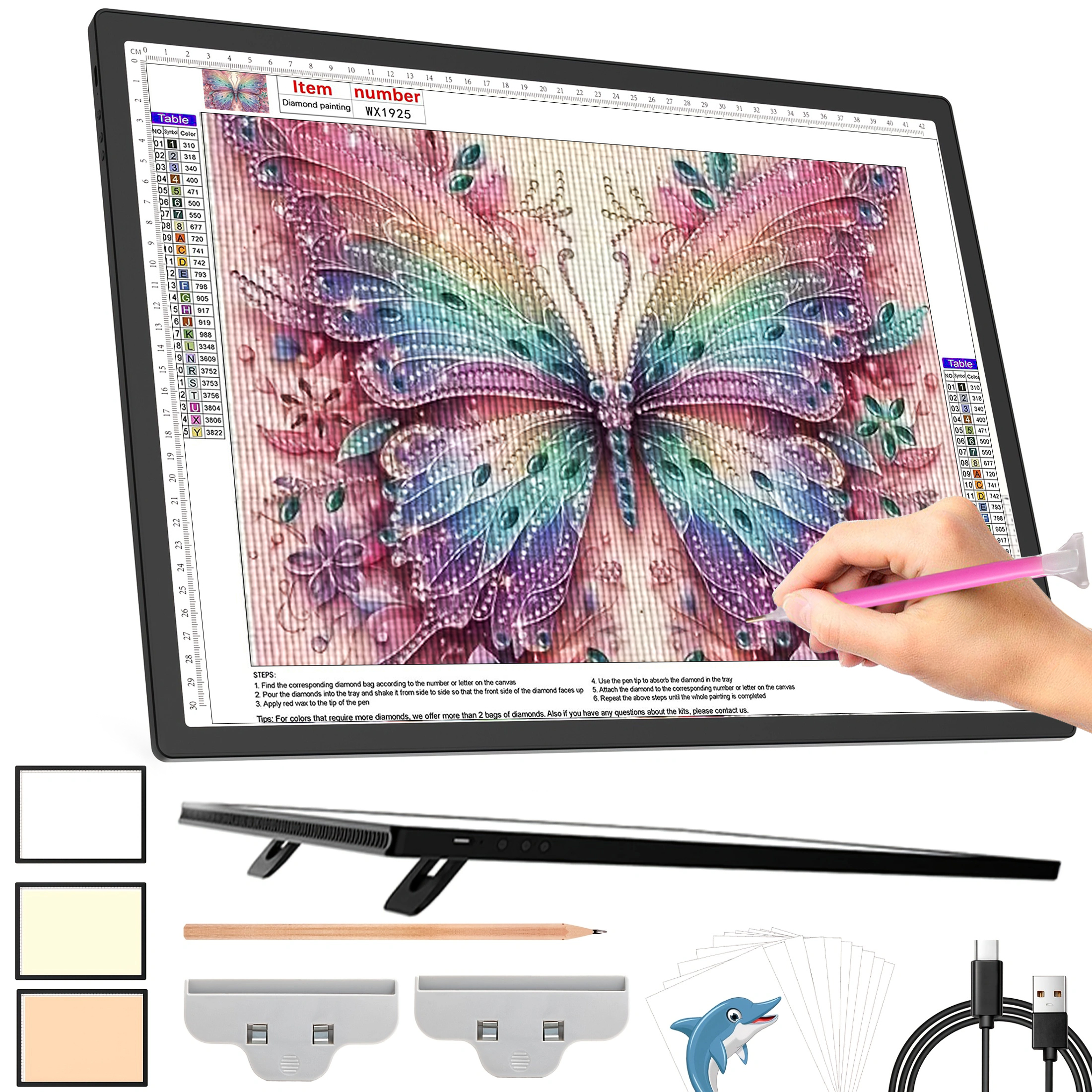A3 Rechargeable Light Box with Stand/Clips,Led Light Pad for Diamond ...