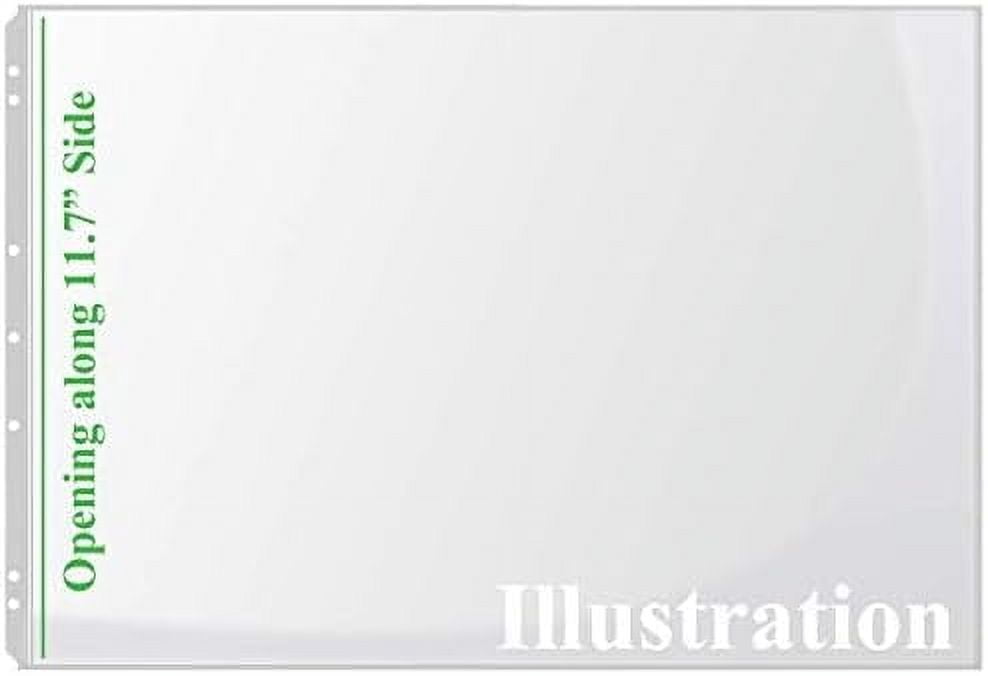 A3 Sheet Protectors Side Loading with 7-Holes 25 Sleeves Heavy Gauge ...