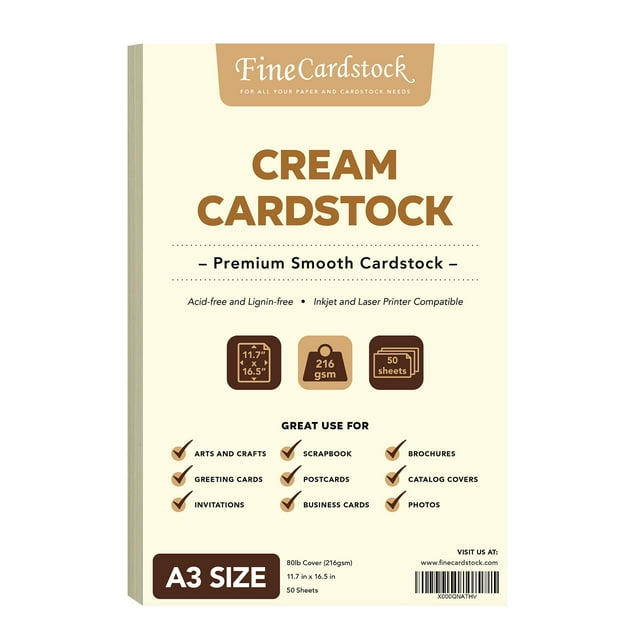 A3 Thick Cream Cardstock Paper for Arts and Crafts, Greeting Cards ...