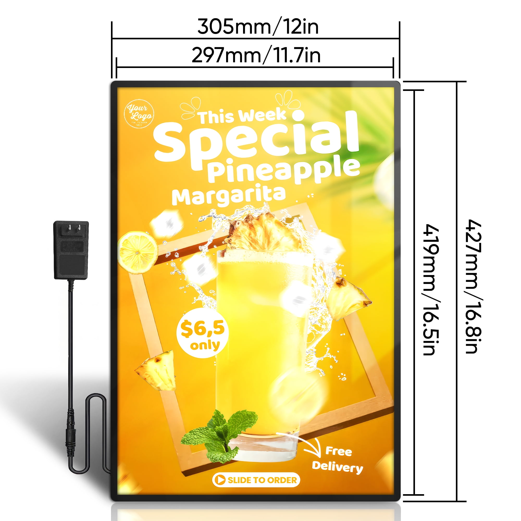 A3 Ultra Slim Light Box LED Menu Board Advertising Light Boxes Wall ...