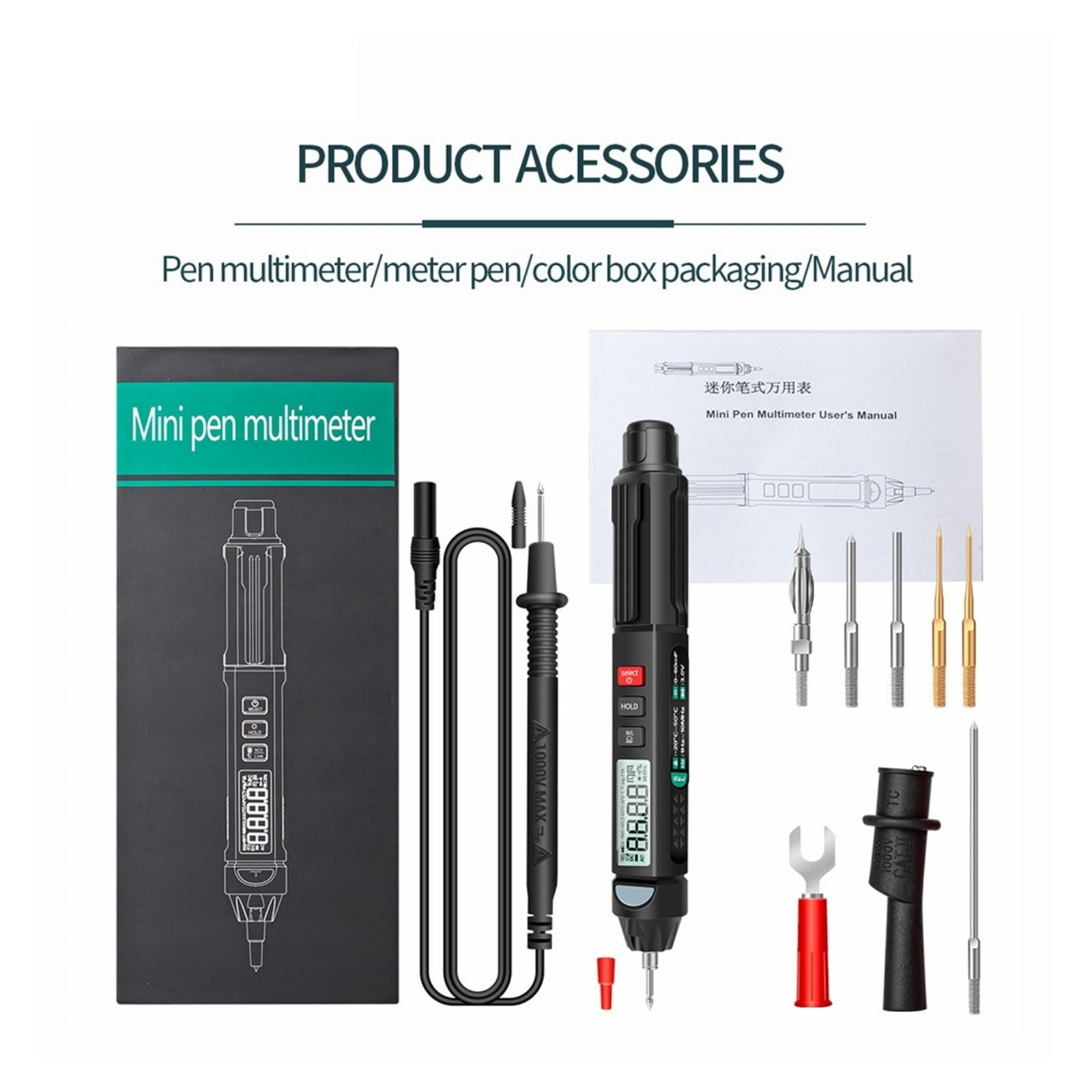 A3007 Digital Pen Tester Multimeter Auto Intelligent Sensor 6000 Counts ...