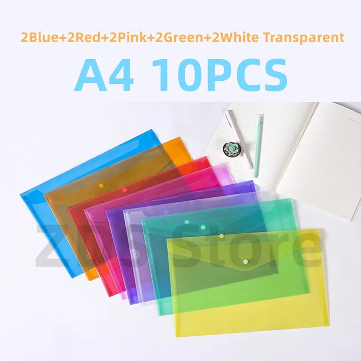 A4 10PCS Plastic Button File Folder Student Test Paper Storage Pouch ...