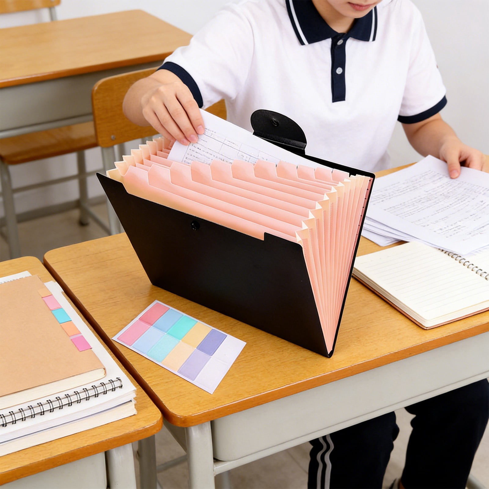 A4 8-Section Mini Accordion File Folder With Snap Closure Transparent ...