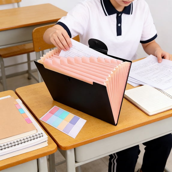 A4 8-Section Mini Accordion File Folder With Snap Closure Transparent ...