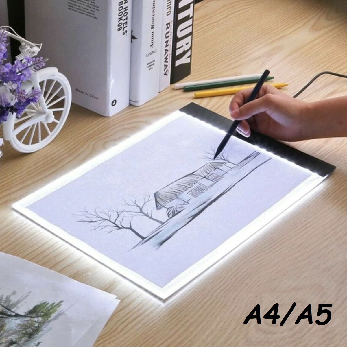 A4/A5 Ultra-Thin Tracing Light Box, Portable LED Copy Board Light Pad, Adjustable USB Powered ...