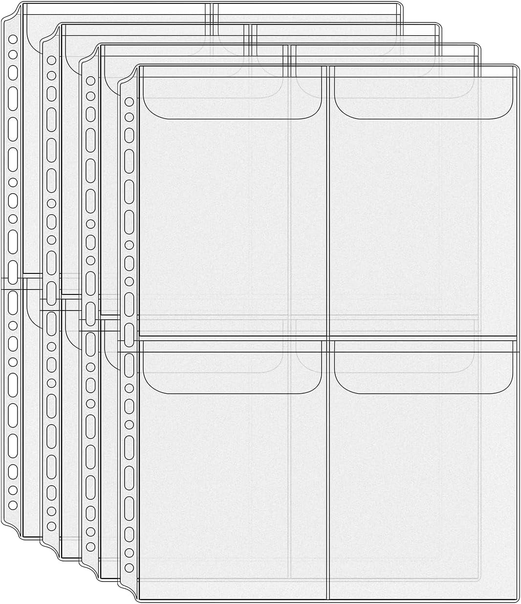 A4 Binder Pockets Zipperless Cash Envelopes 4 Pocket Binder Sleeves ...