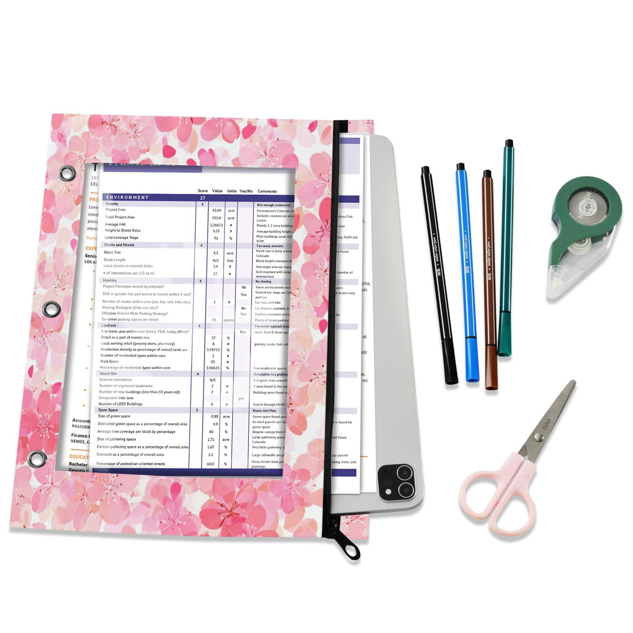 A4 Binder Pouches Water-Resistant Grid Mulit-Colored Document Organizer ...