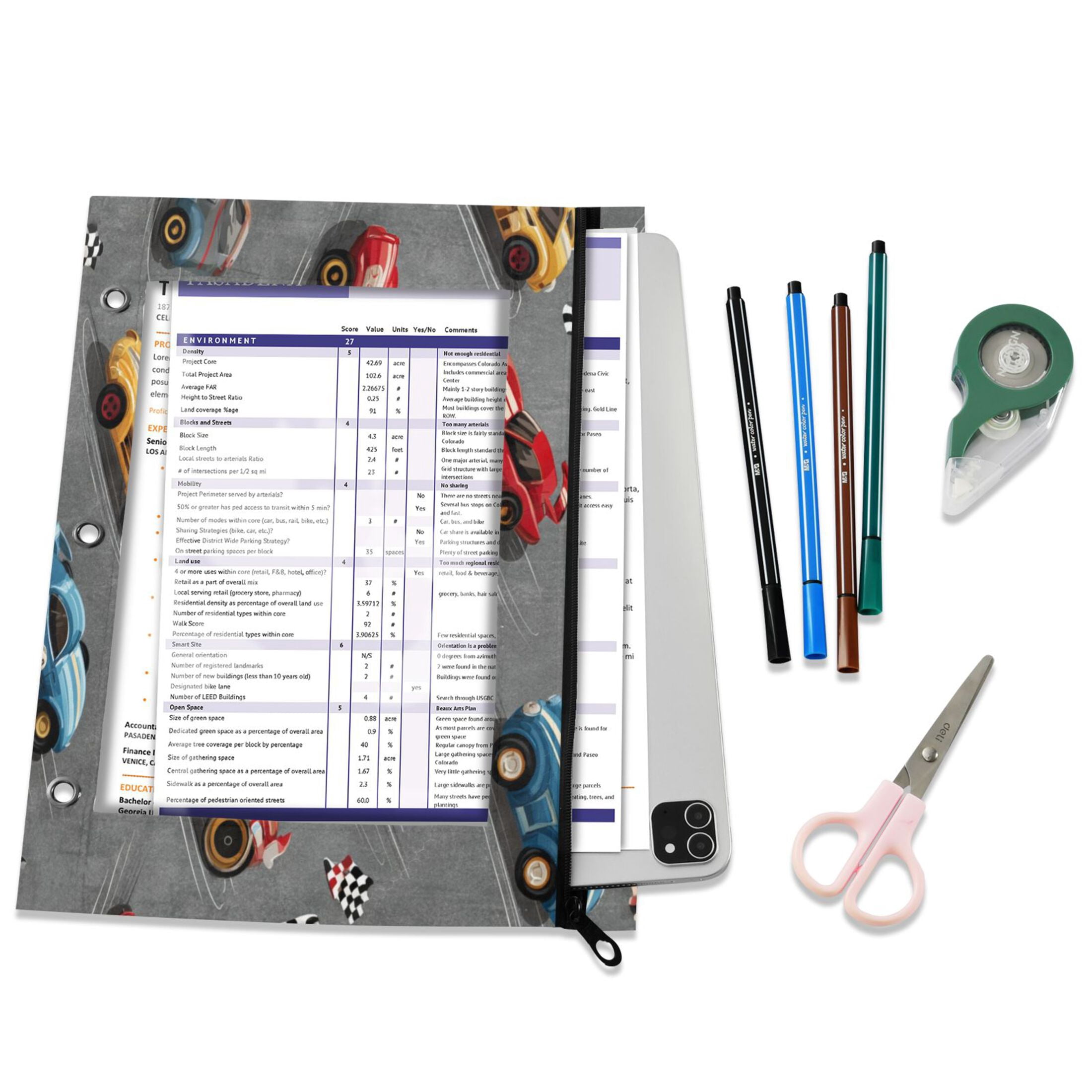 A4 Binder Pouches Water-Resistant Grid Mulit-Colored Document Organizer ...