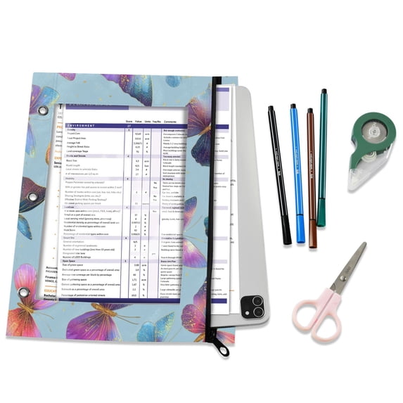 A4 Binder Pouches Water-Resistant Grid Mulit-Colored Document Organizer ...