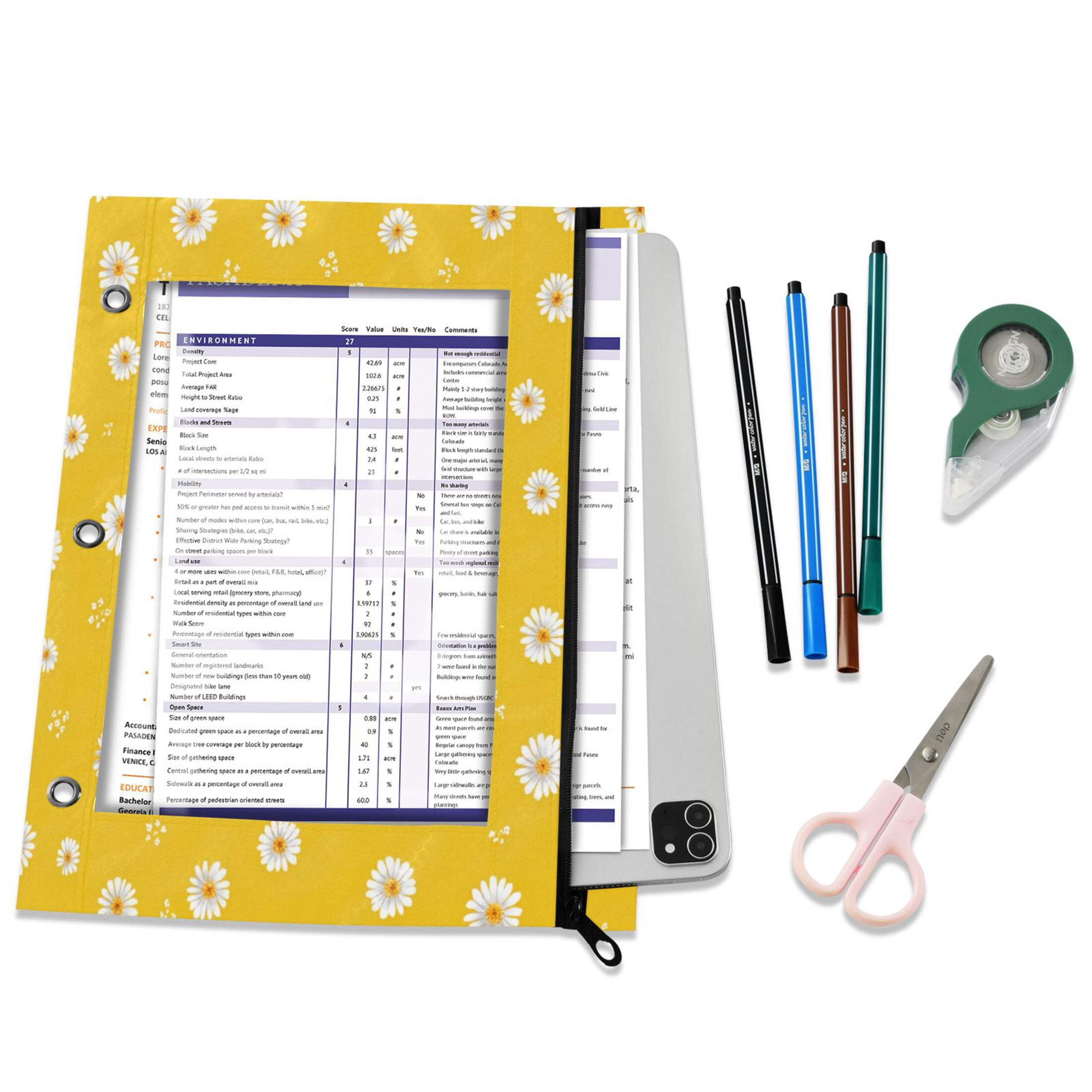 A4 Binder Pouches Water-Resistant Grid Mulit-Colored Document Organizer ...