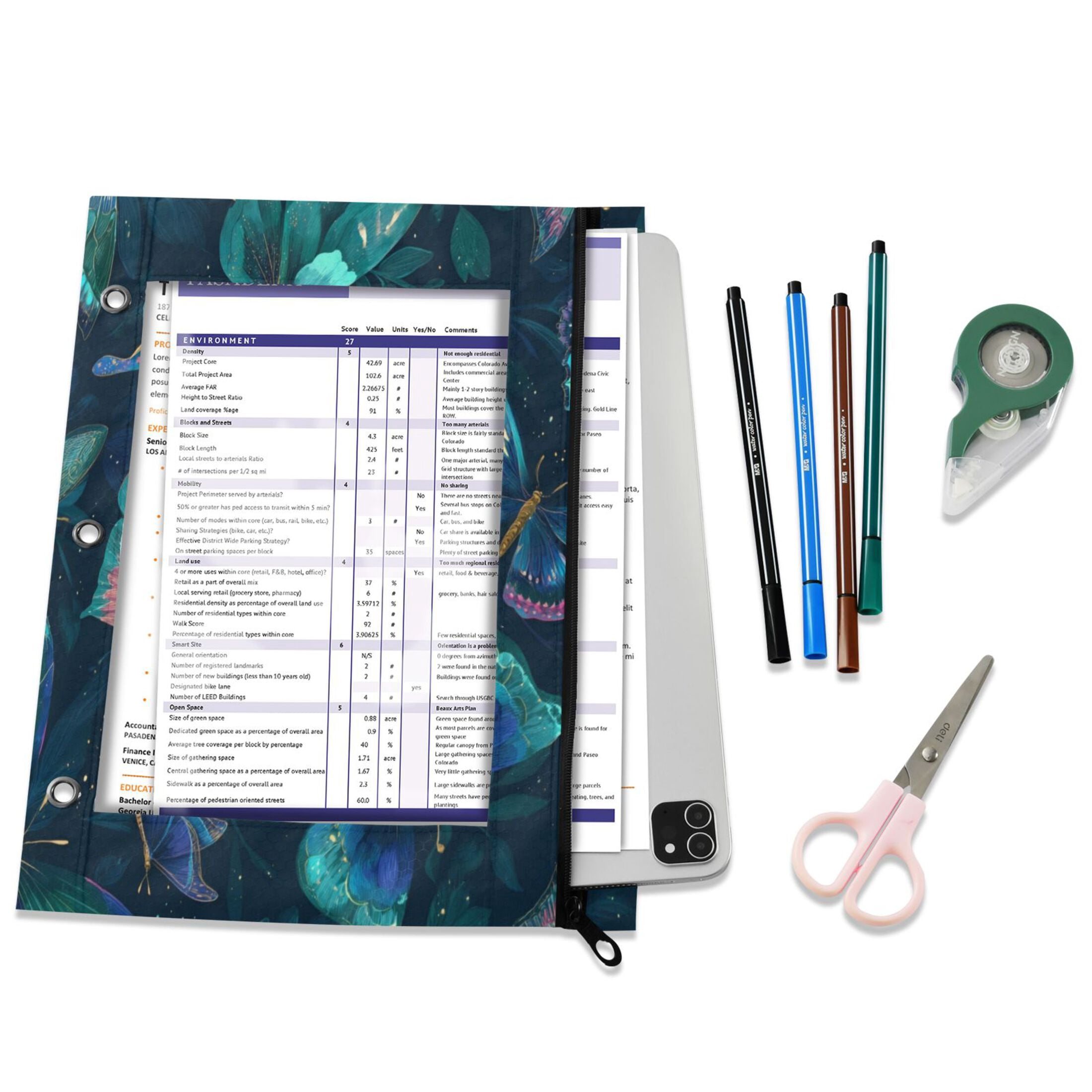 A4 Binder Pouches Water-Resistant Grid Mulit-Colored Document Organizer ...