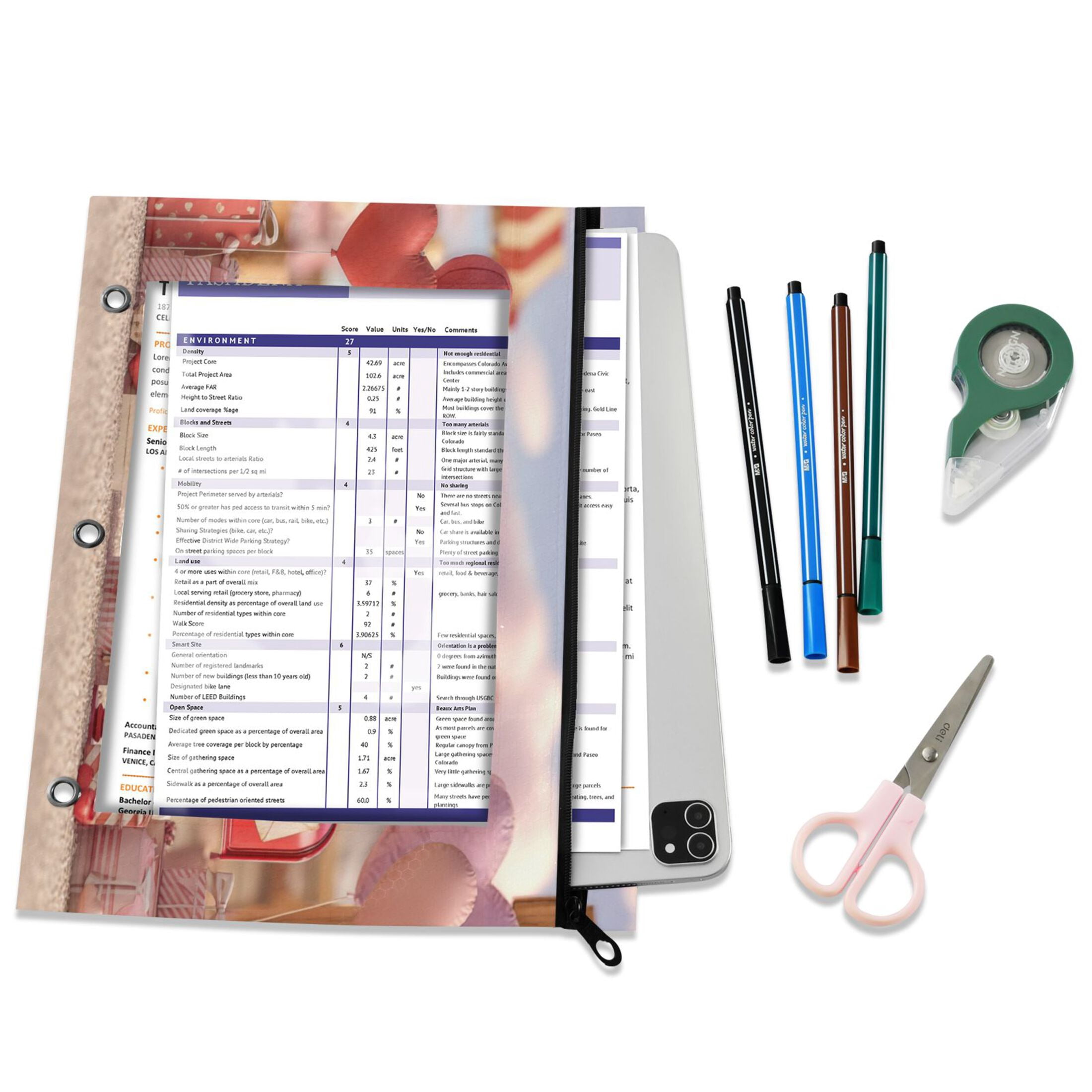 A4 Binder Pouches Water-Resistant Grid Mulit-Colored Document Organizer ...