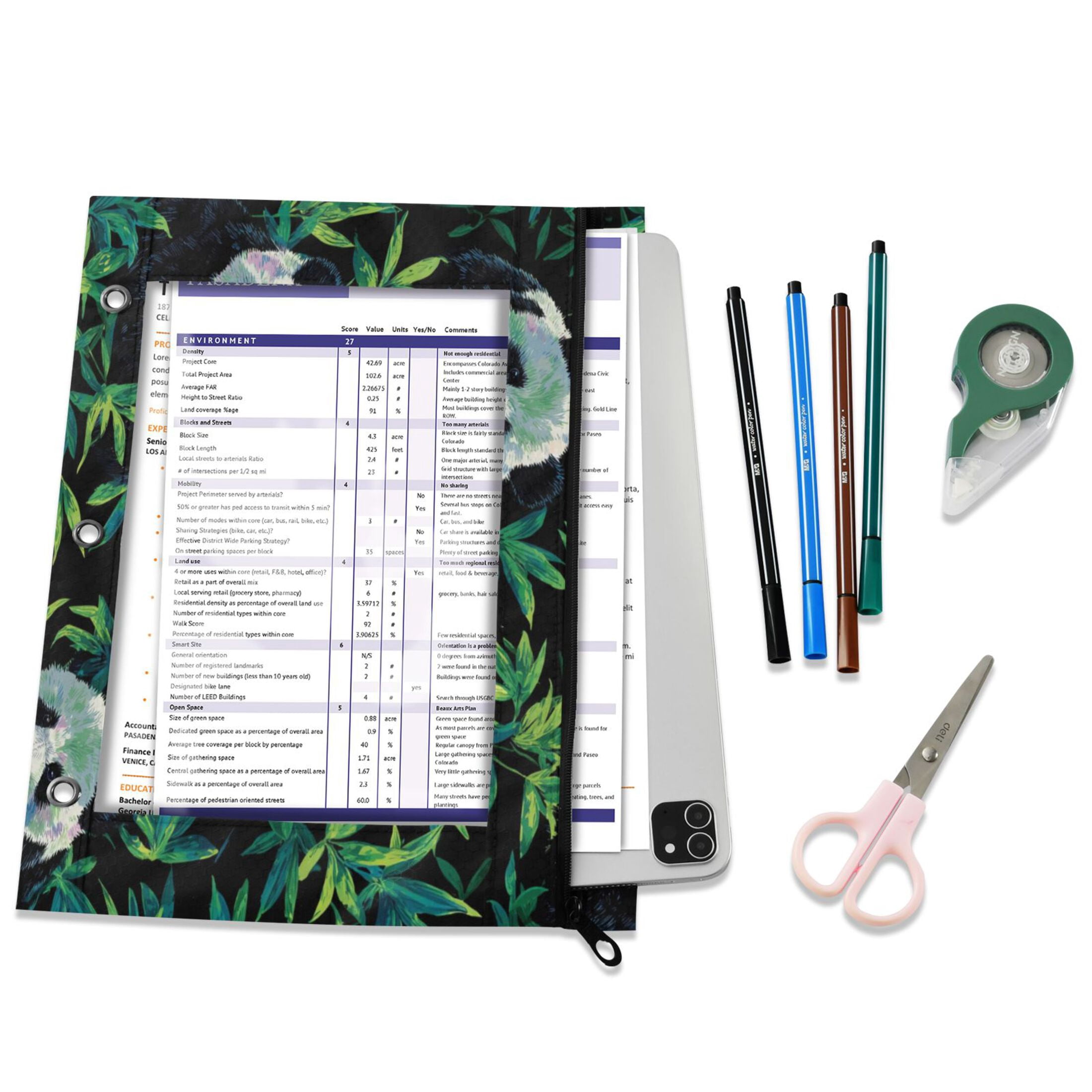 A4 Binder Pouches Water-Resistant Grid Mulit-Colored Document Organizer ...