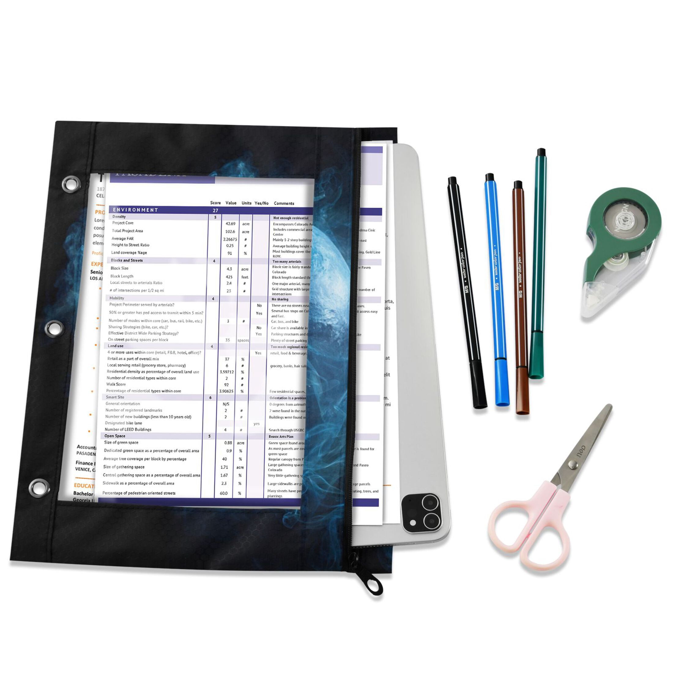 A4 Binder Pouches Water-Resistant Grid Mulit-Colored Document Organizer ...
